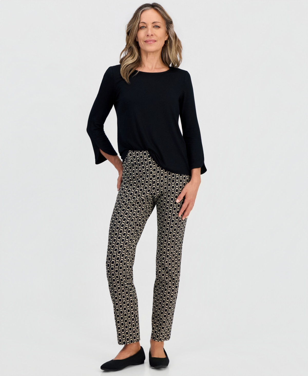 Click here for Jm Collection Petite Chain Rivet Pull-On Straight... prices