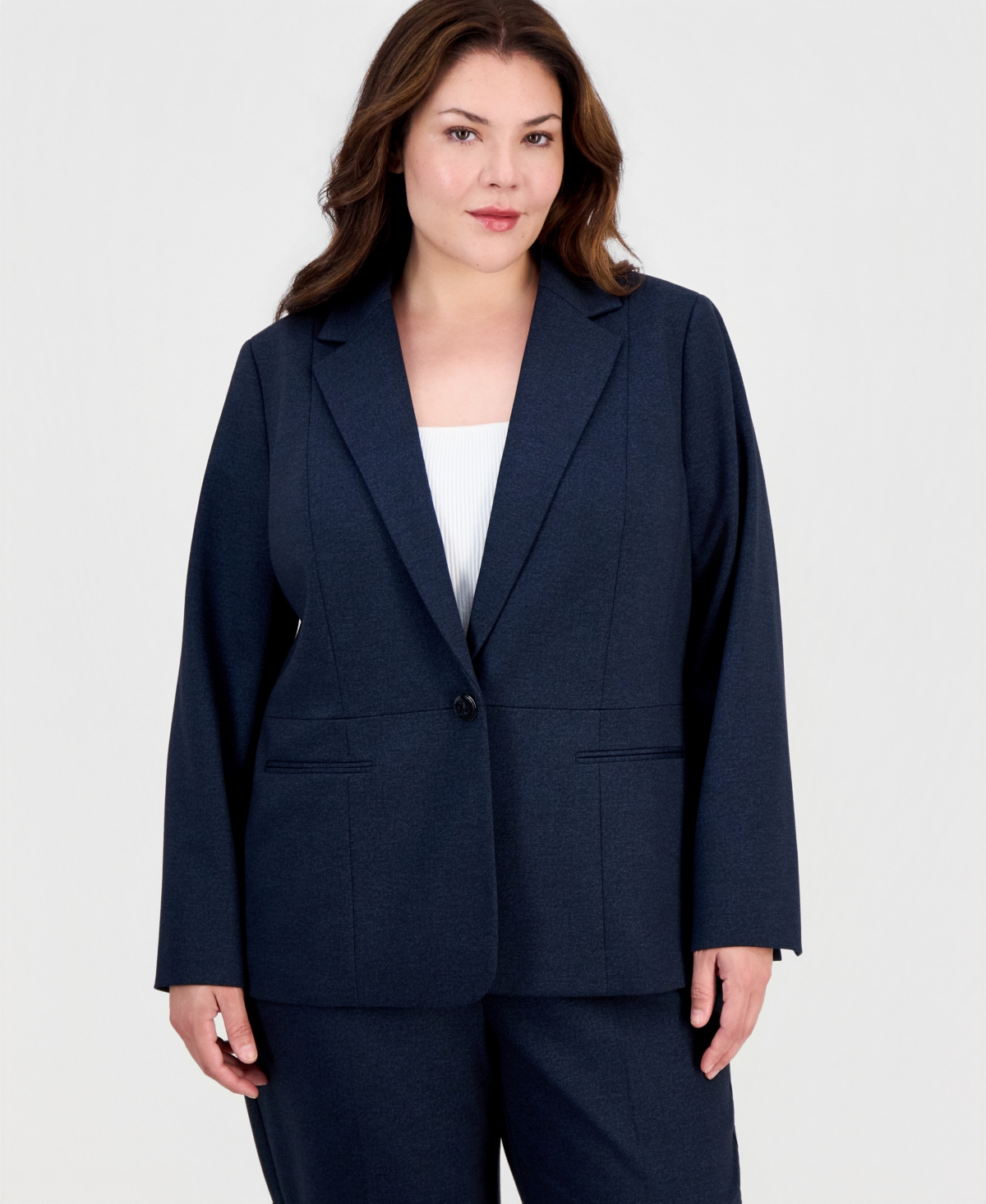 Click here for Kasper Plus Size Notch Collar Seam-Waist Jacket -... prices