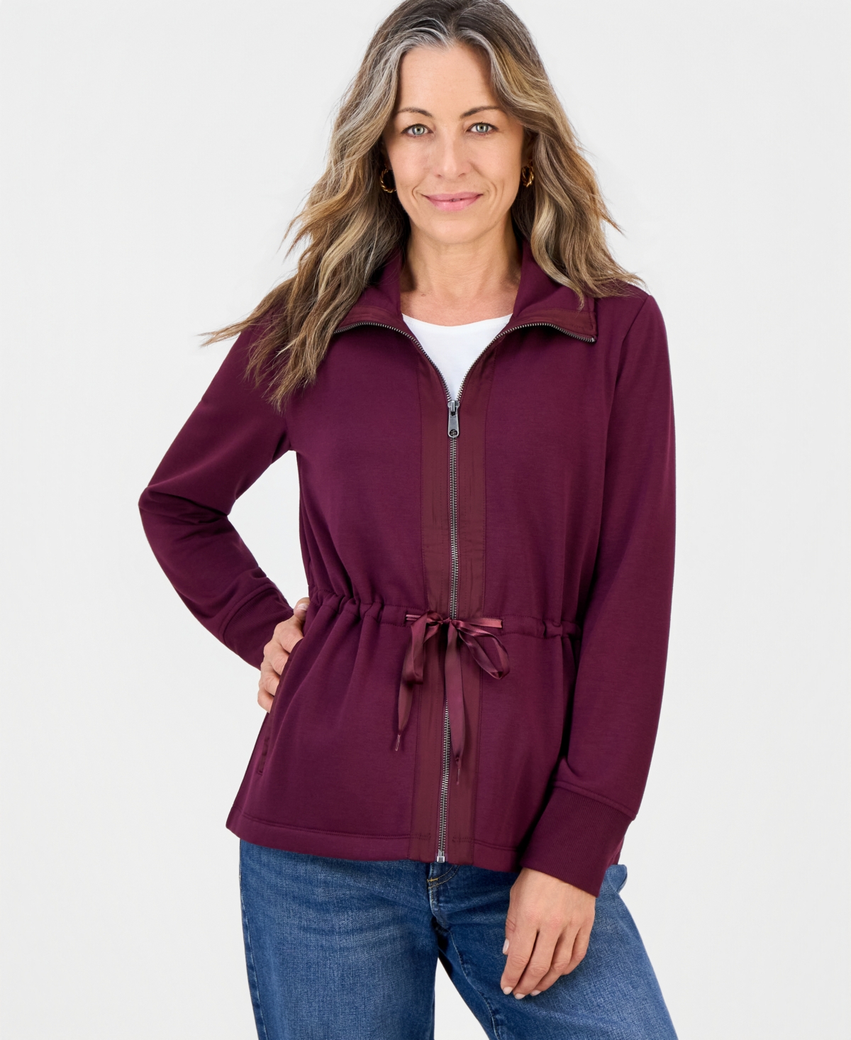 Click here for Style & Co Petite LuxLounge Collared Fleece Jacket... prices