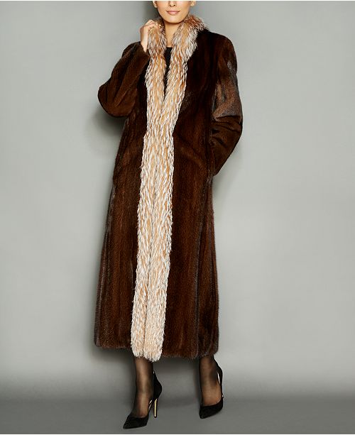 The Fur Vault Fox-Fur-Trim Mink Fur Maxi Coat & Reviews - The Fur Vault ...