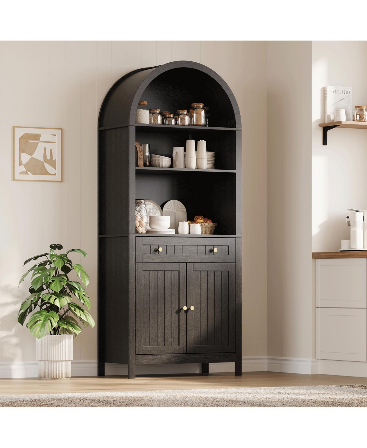 Click here for homfan 73 Inch Tall Arched Pantry Cabinet with Dra... prices