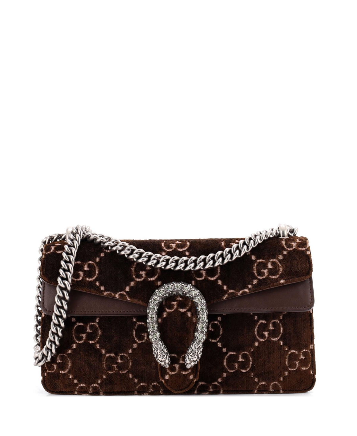 Click here for Pre-Owned Gucci Mini Dionysus Bag Gg Velvet - Brow... prices