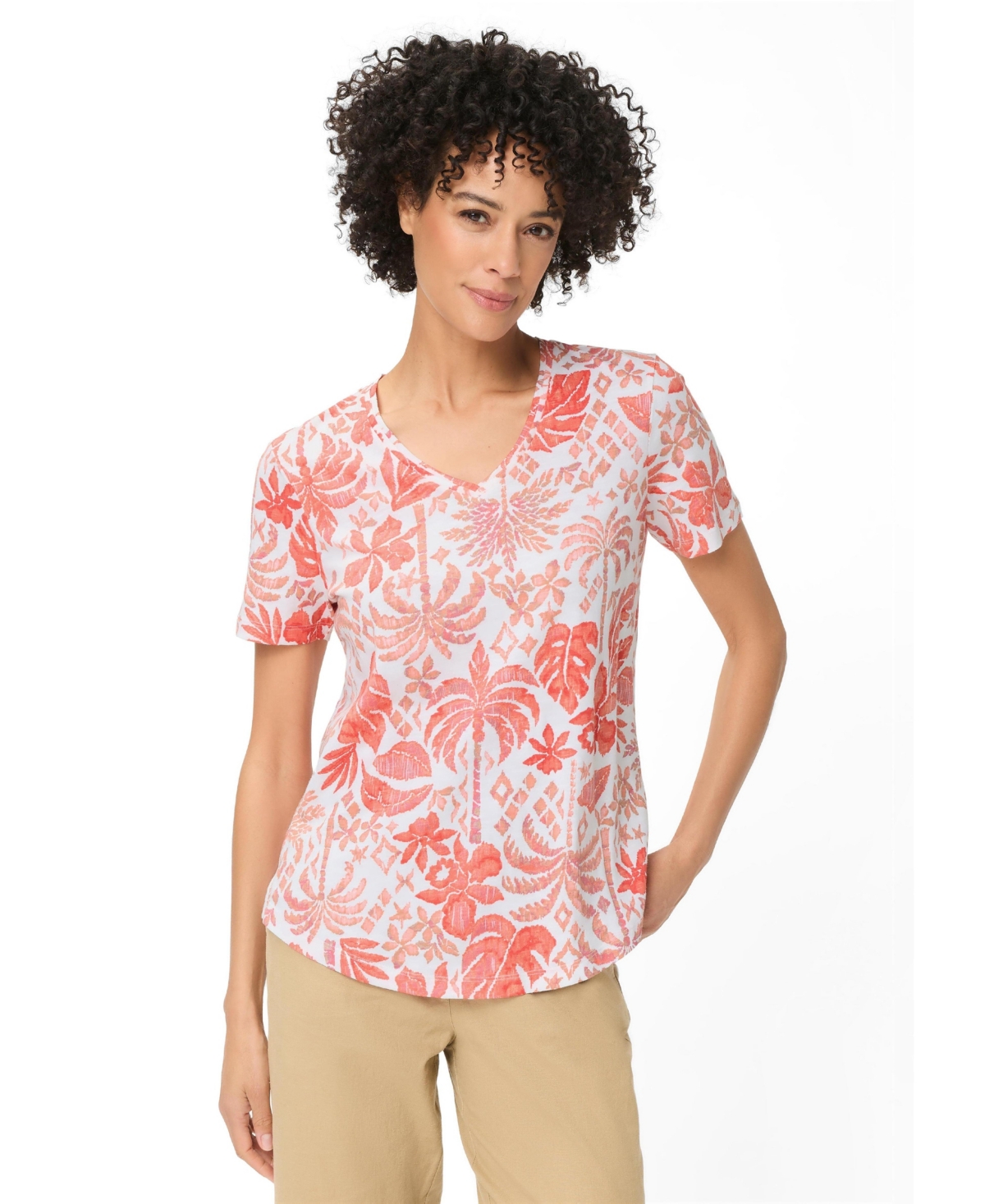 Click here for Olsen Womens Ornamental Botanic Print T-Shirt - Su... prices