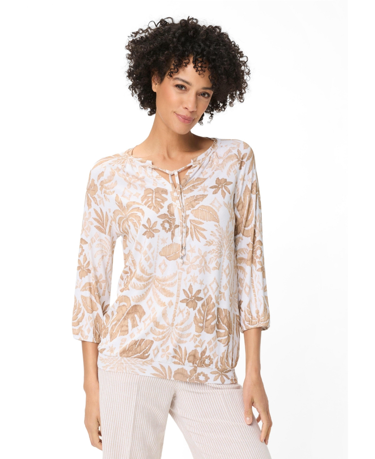 Click here for Olsen Womens Ornamental Botanic Print Tunic T-Shir... prices