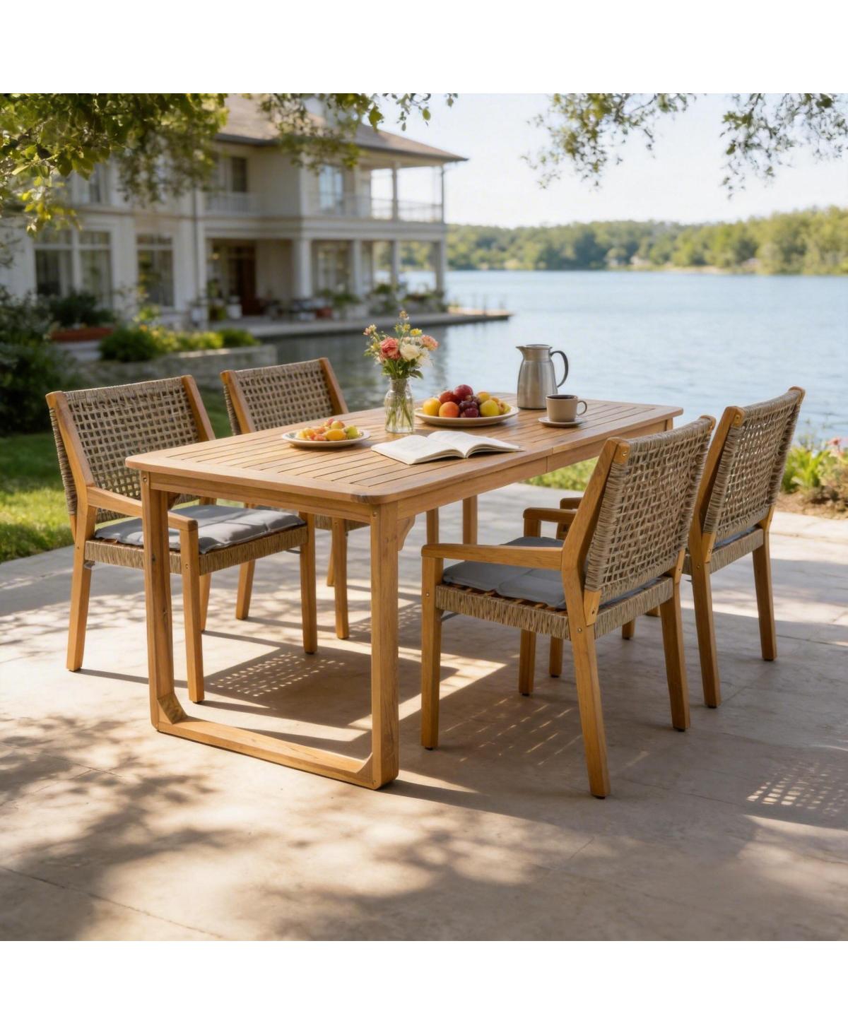 Click here for Asagikoiai 5-Piece Acacia Wood Outdoor Dining Set... prices