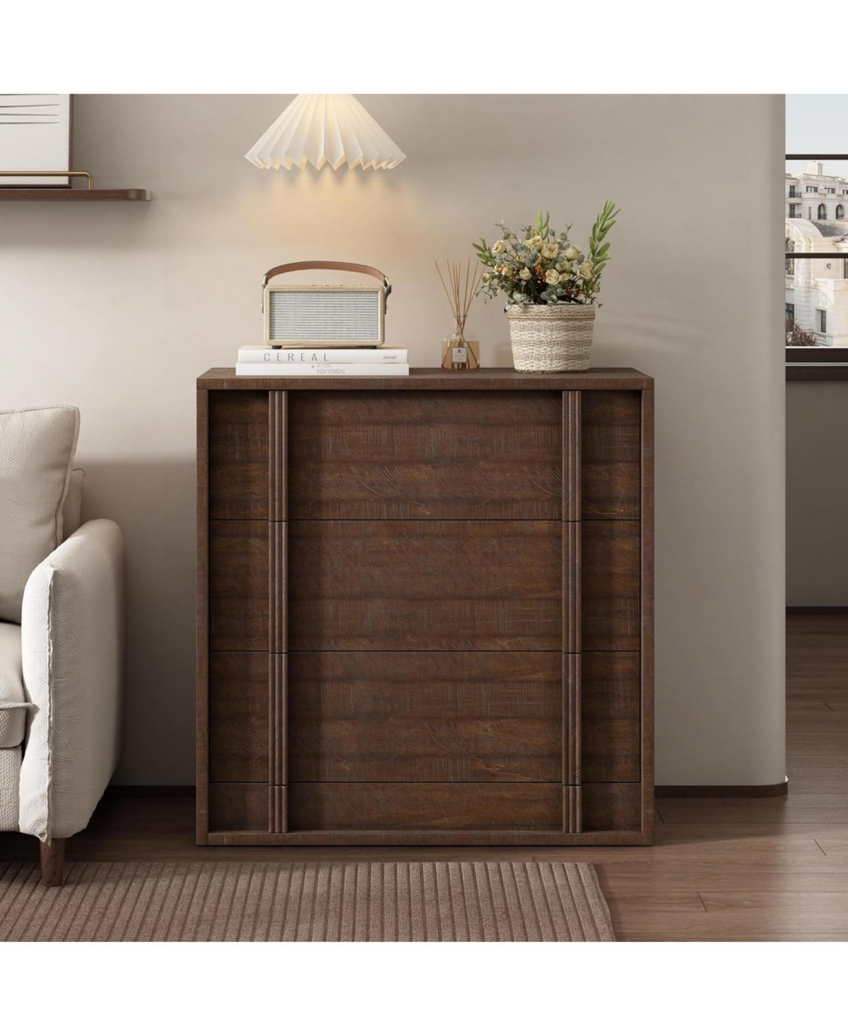 Click here for homfan 3-Drawer Red-Brown Storage Cabinet Modern N... prices