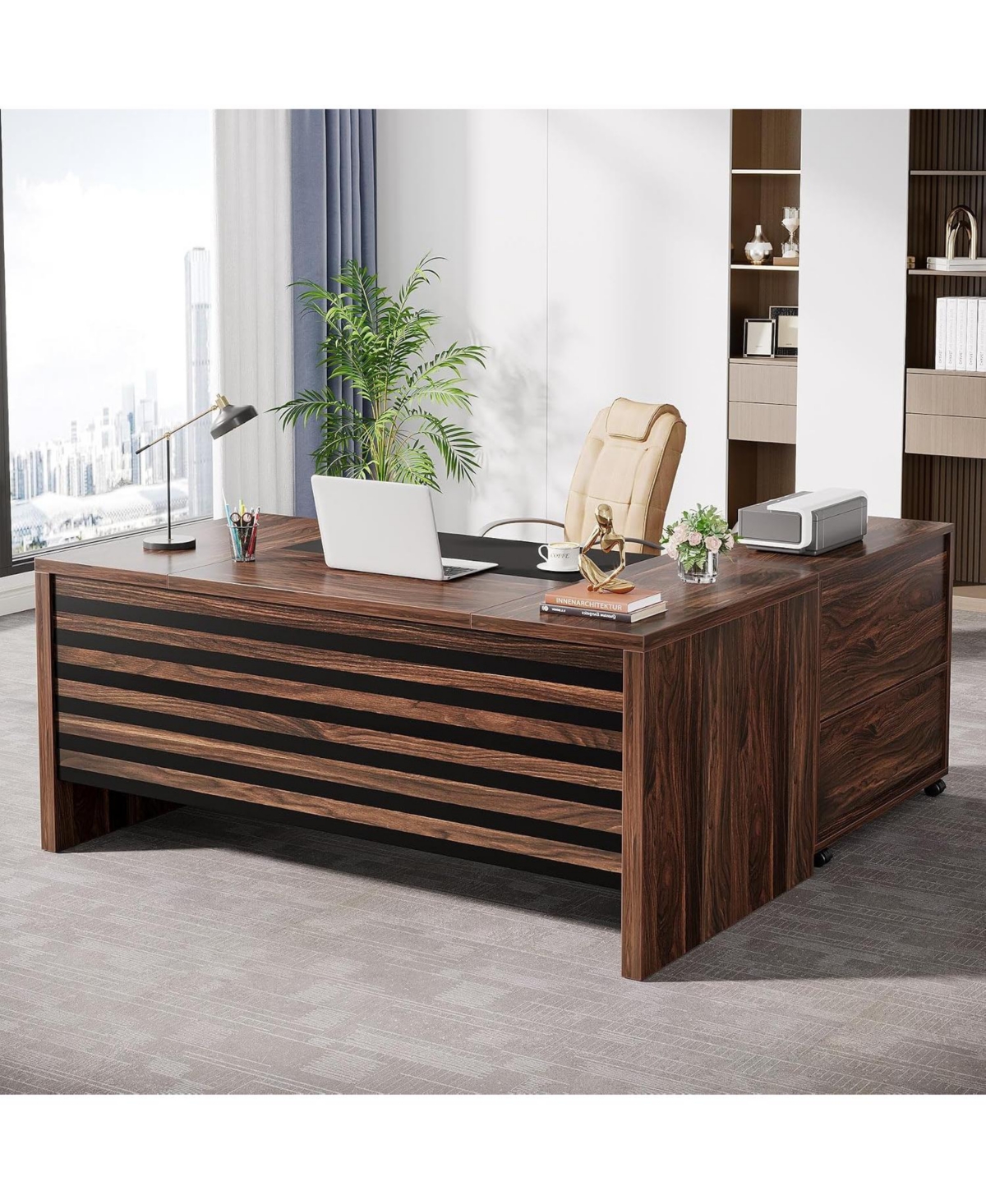 Click here for Tribesigns 62.2 Executive Desk with Mobile File Ca... prices