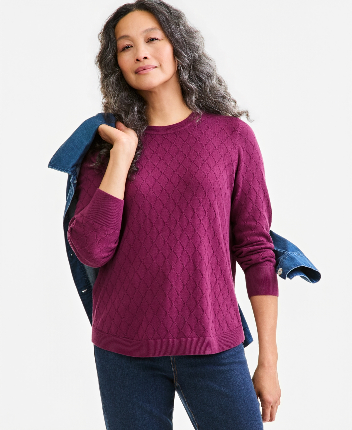 Click here for Style & Co Womens Cotton Curved-Hem Sweater  Macys... prices
