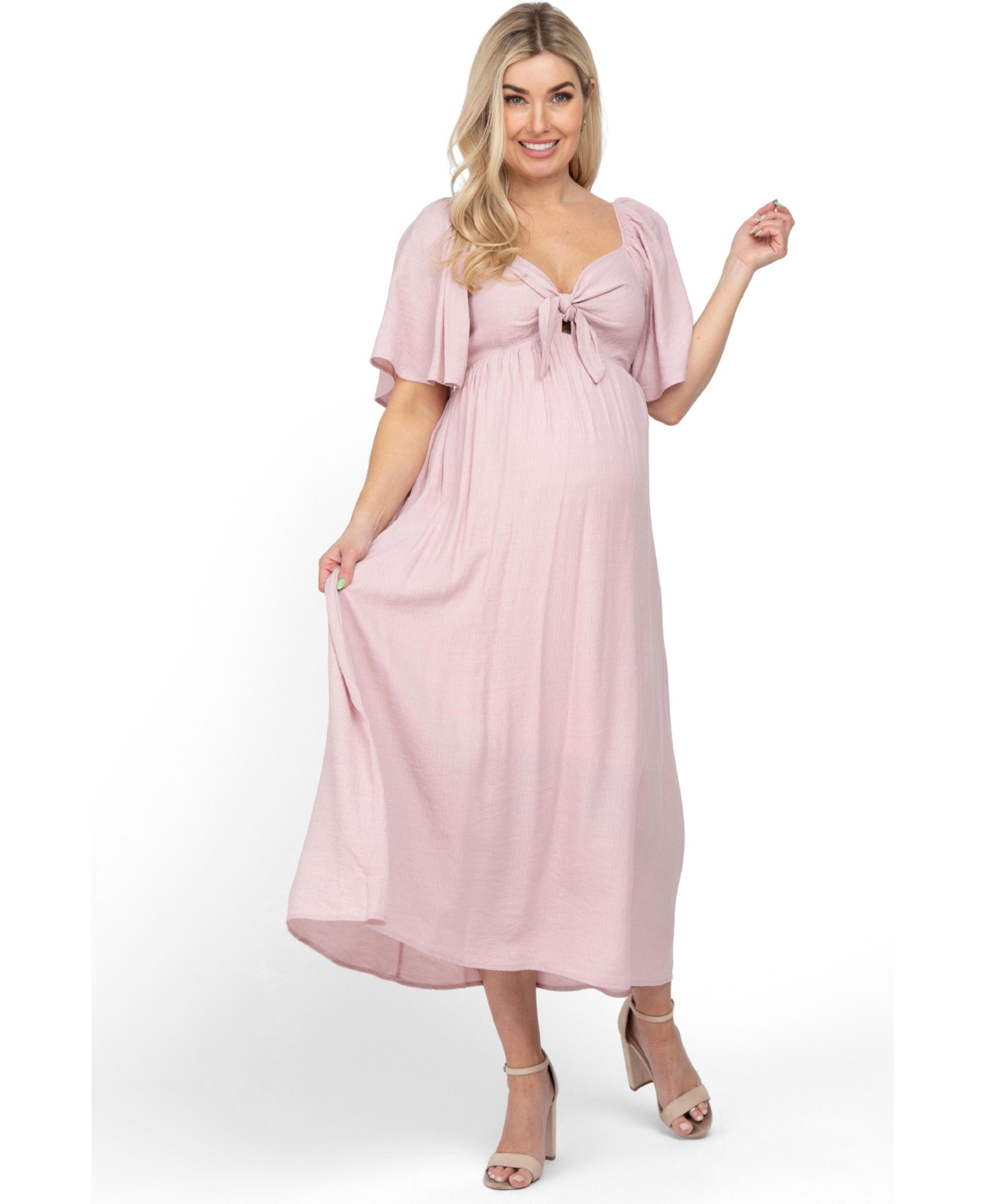 Click here for Pinkblush Maternity Plum Front Tie Ruffle Sleeve M... prices