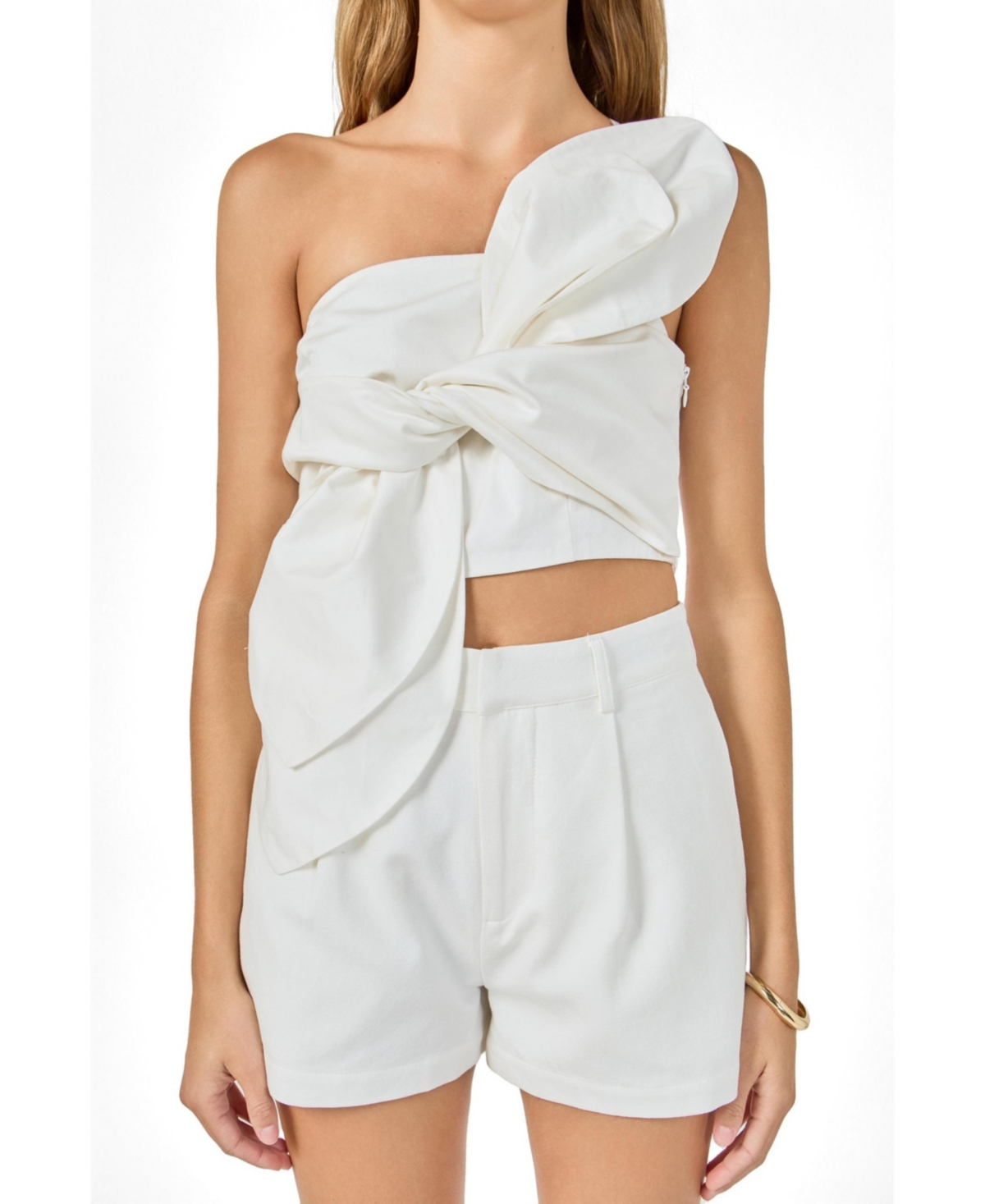 Click here for endless rose Womens Floral Twist Cropped Top - Off... prices