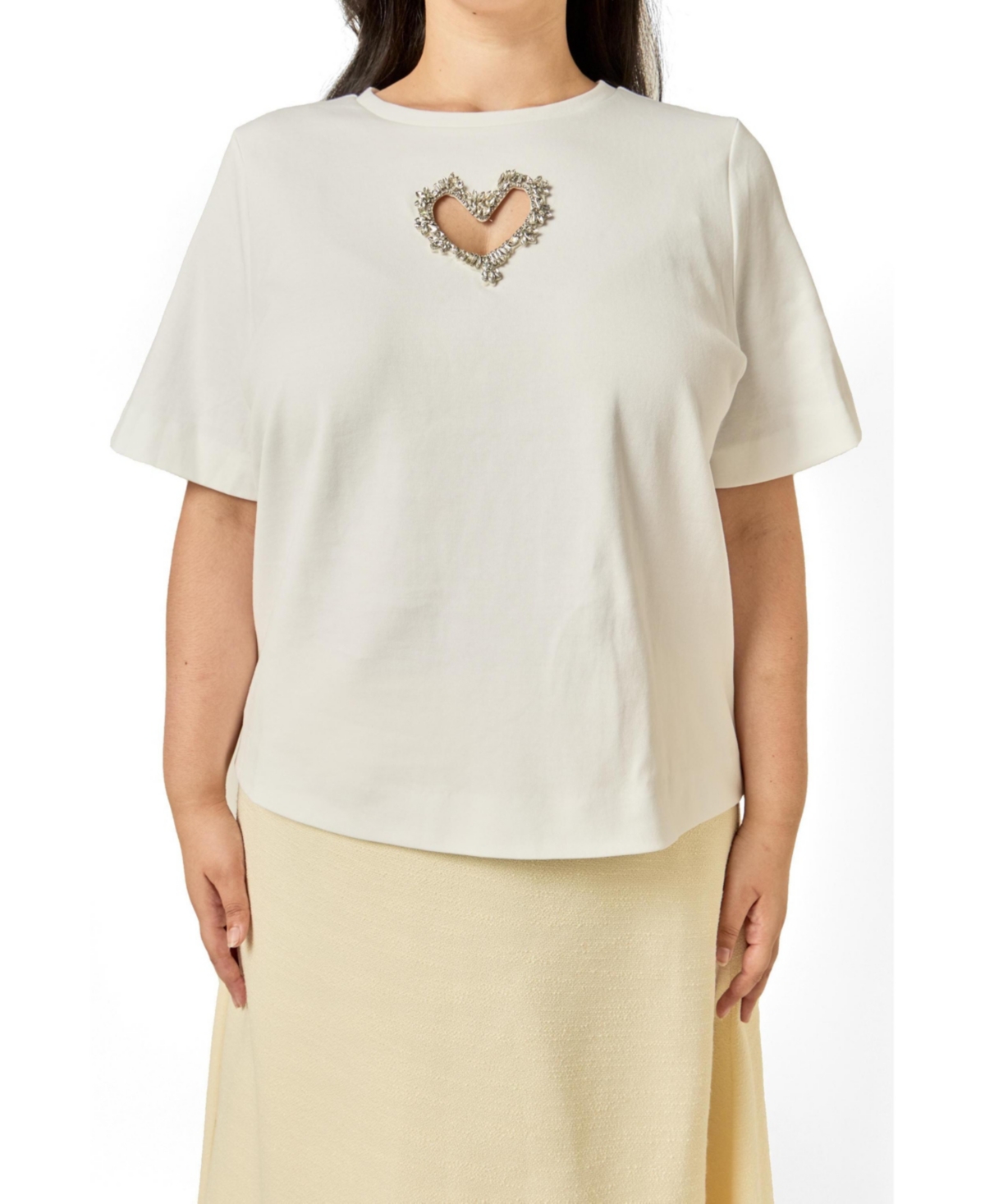 Click here for endless rose Plus Size Basic T-Shirt with Heart Cu... prices