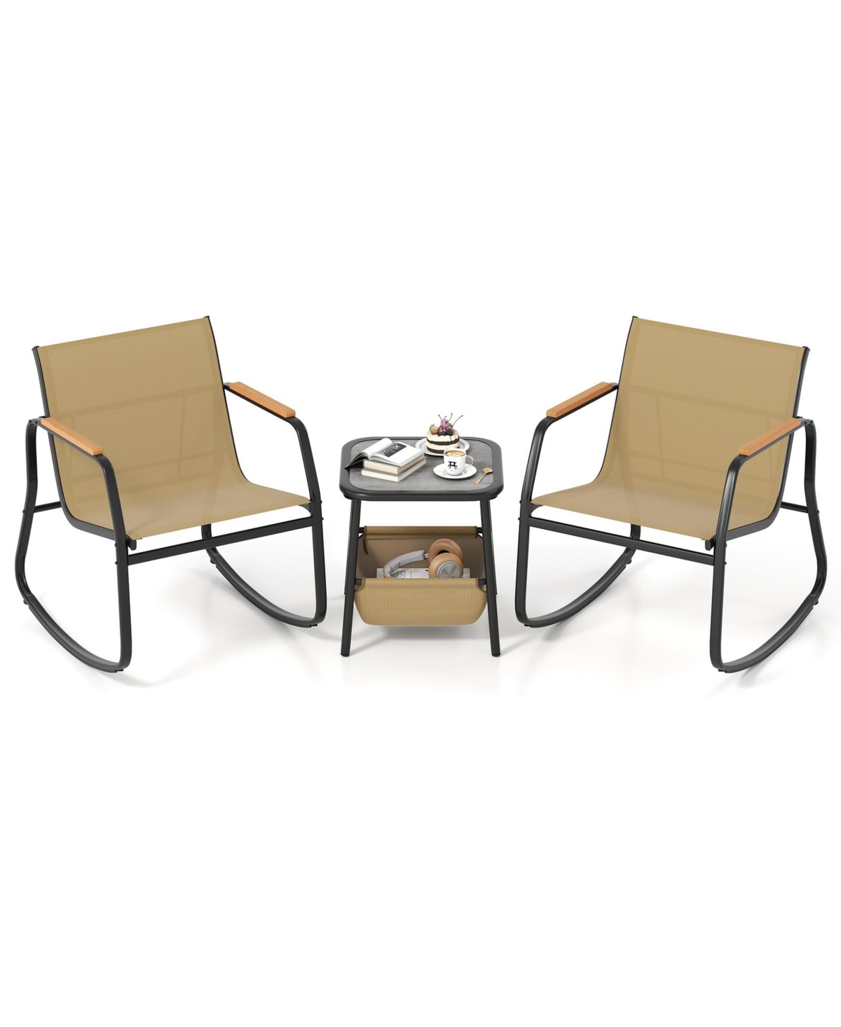 Click here for Sugift 3-Piece Outdoor Rocking Bistro Chair and Si... prices