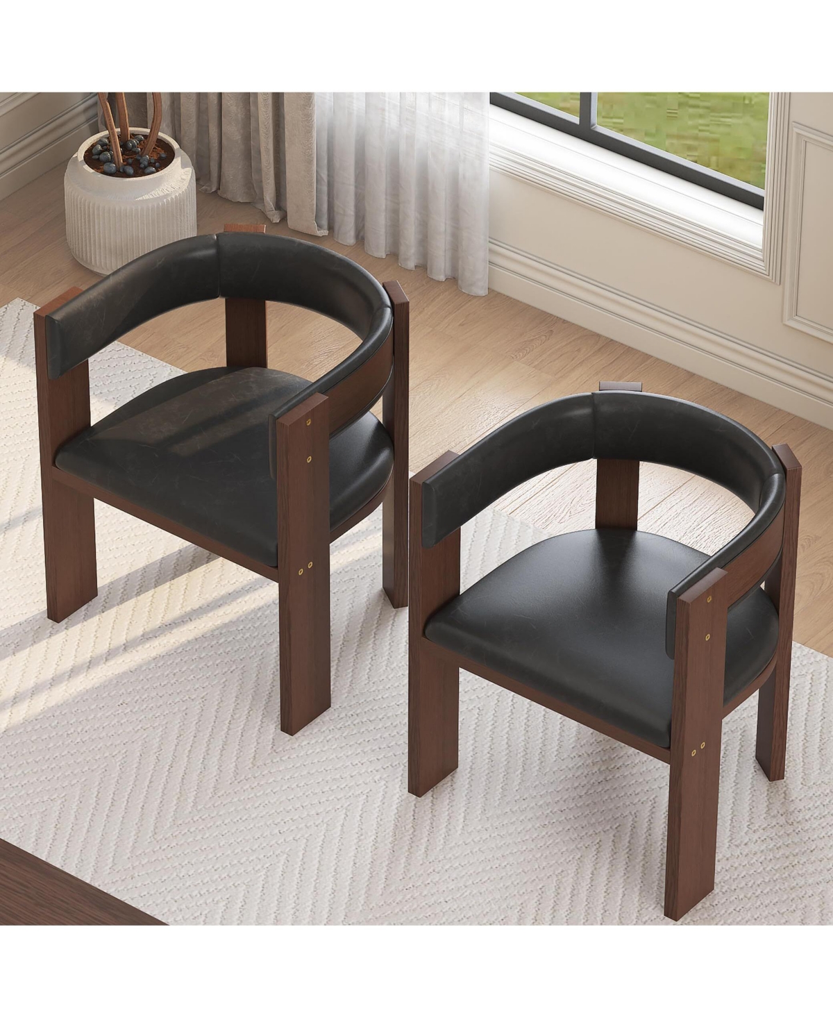 Click here for gaomon Set of 2 Mid Century Modern Pu Leather Dini... prices