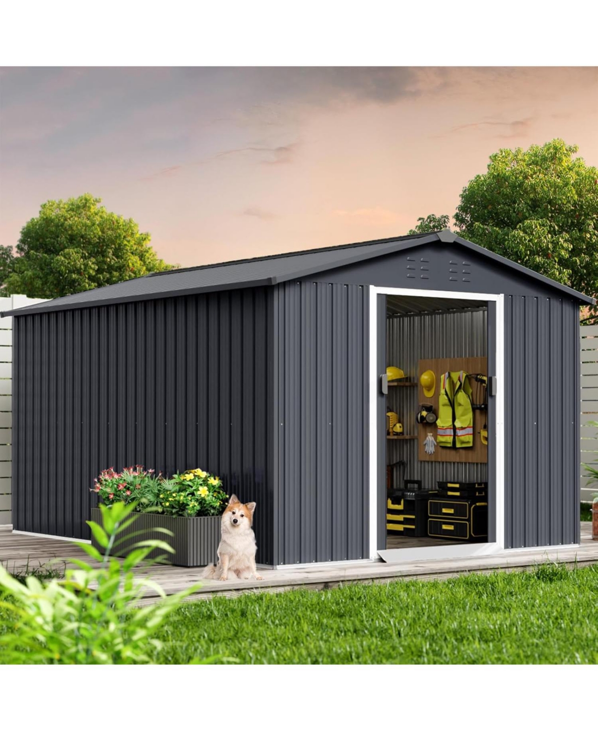 Click here for gaomon Outdoor Storage Shed  12 x 8 feet Metal Alu... prices