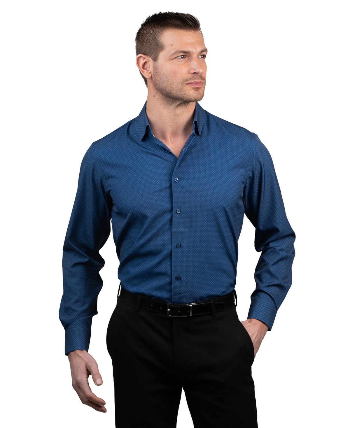 Click here for Ben Sherman Mens Round Cuff Dress Shirt - Blue prices