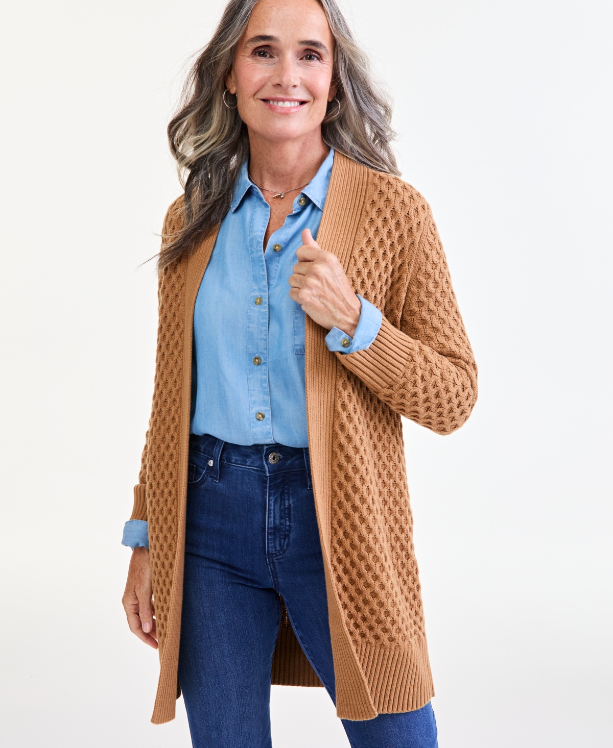 Click here for Style & Co Womens Open Front Stitch Cardigan Sweat... prices