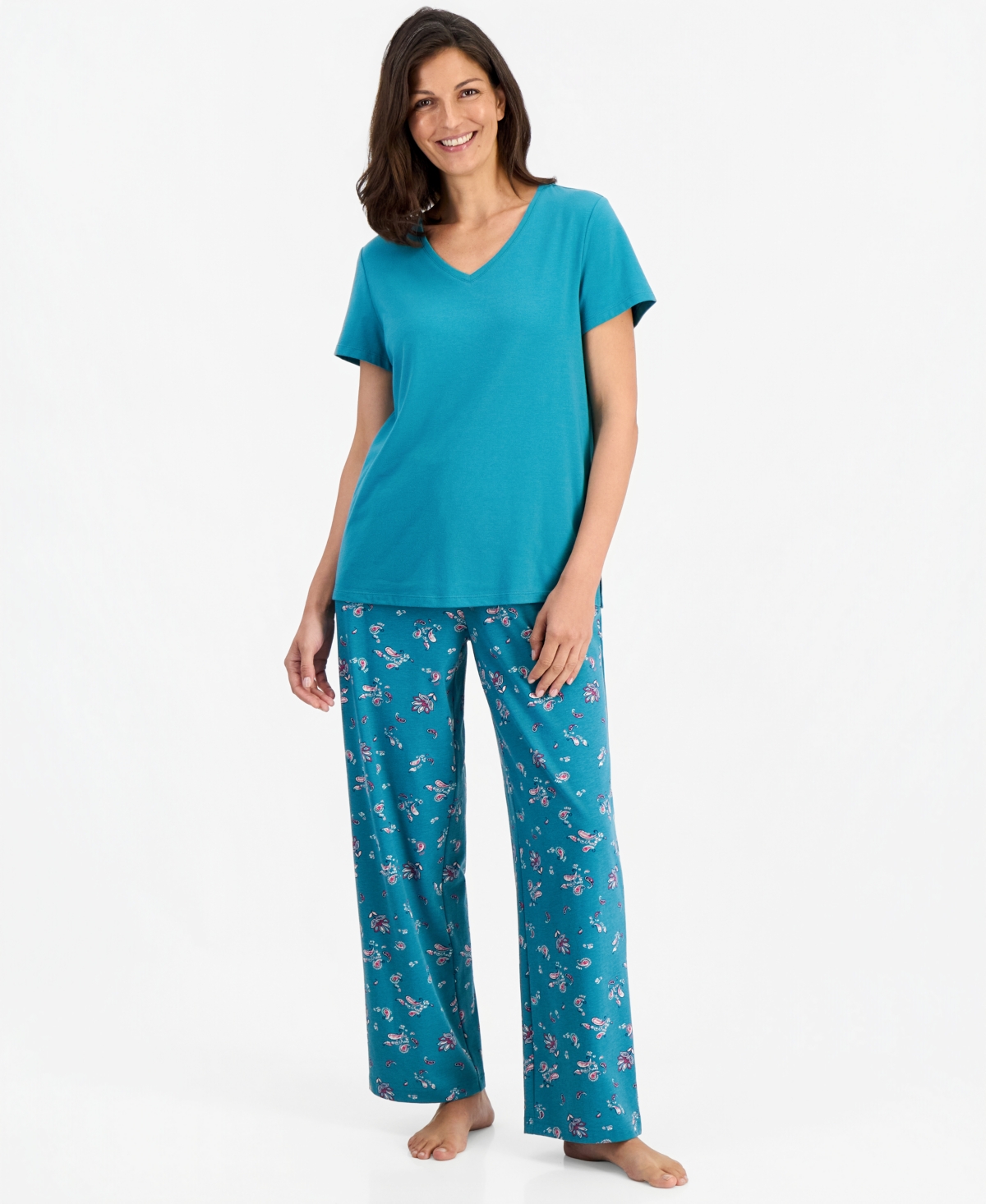 Click here for Charter Club Womens Solid V-Neck Short-Sleeve Slee... prices