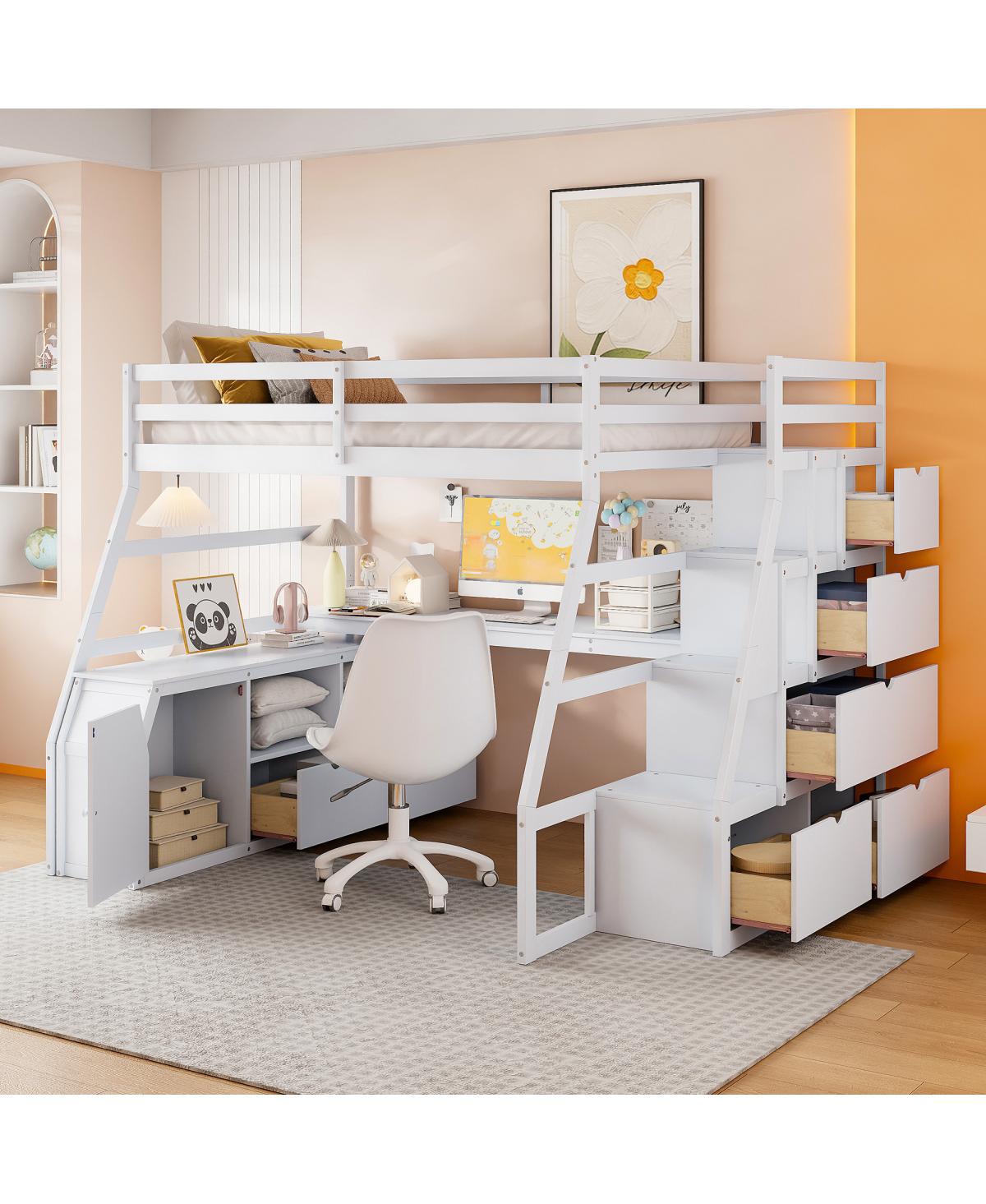 Click here for Streamdale Furniture Full Size Loft Bed with 7 Dra... prices