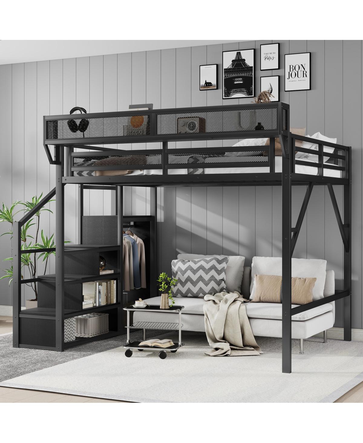 Click here for Streamdale Furniture Queen Size Metal Loft Bed wit... prices