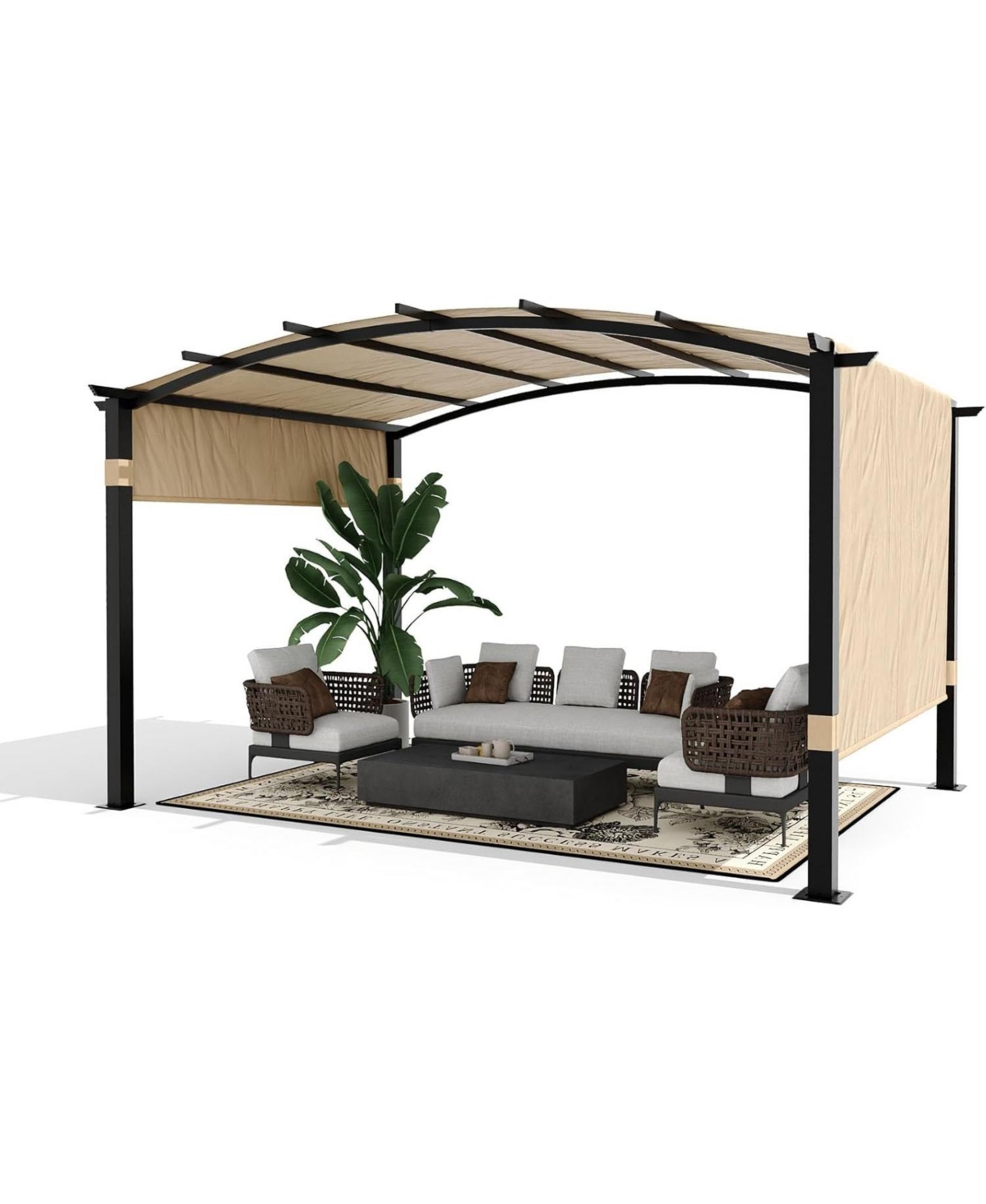 Click here for gaomon 12x9 Feet Arched Pergola Metal Gazebo with... prices