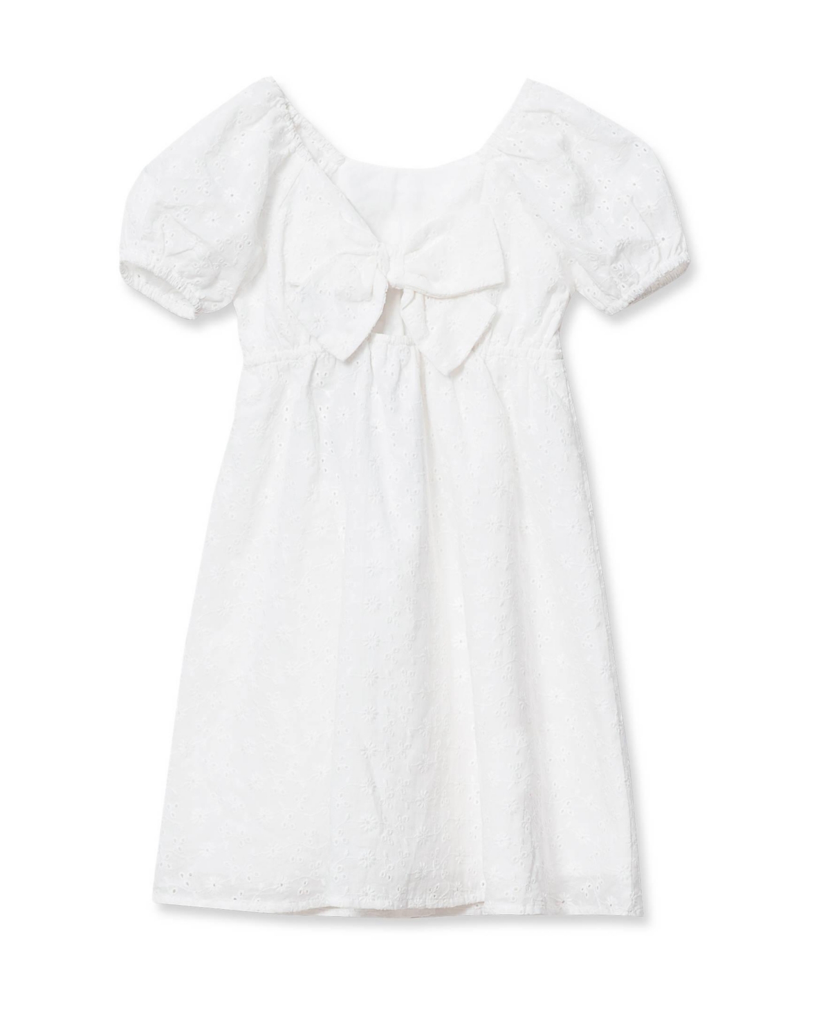Click here for Lands End Girls Short Sleeve Eyelet Bow Dress - Wh... prices