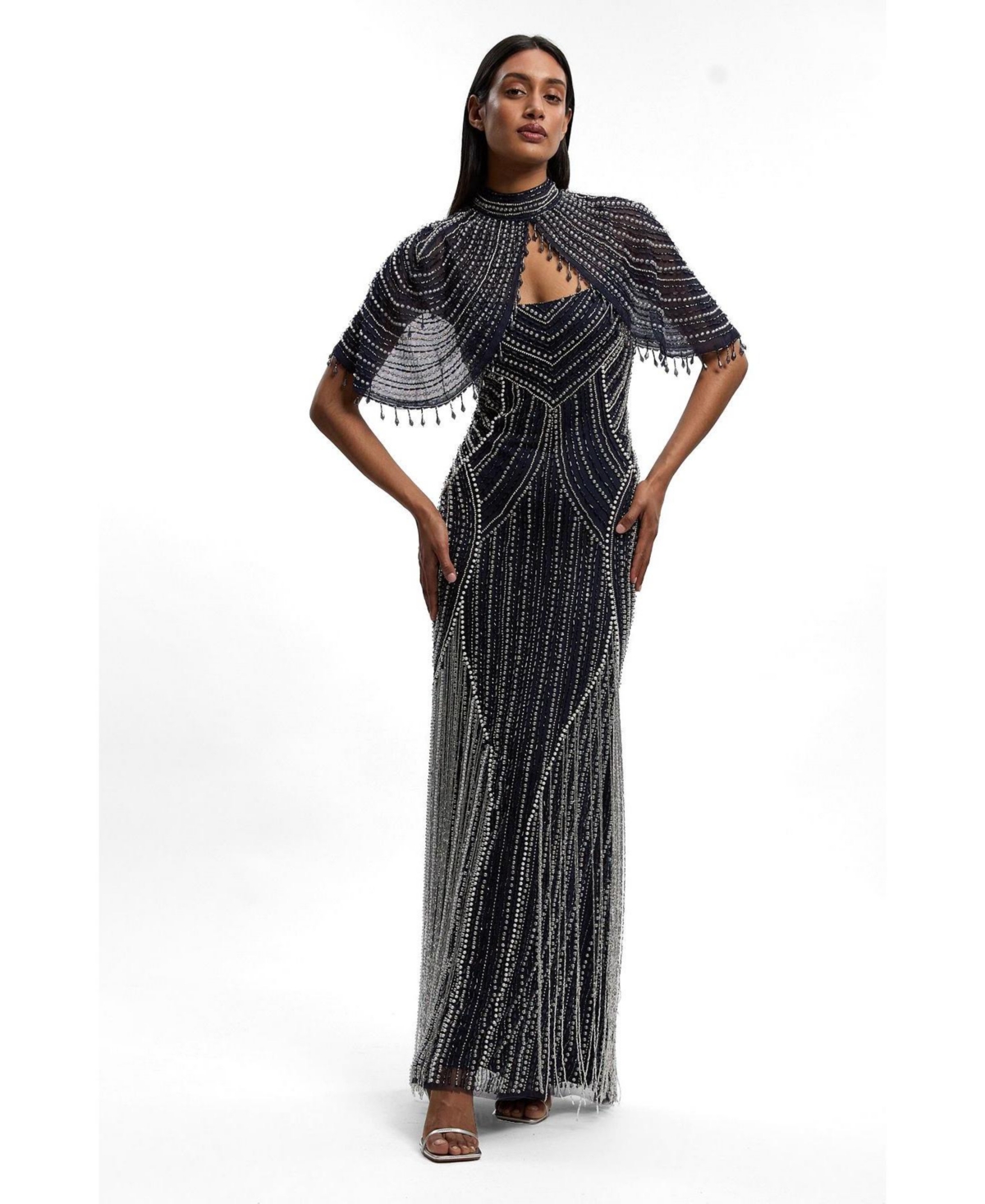 Click here for Karen Millen Womens Crystal Maxi Dress - Navy prices