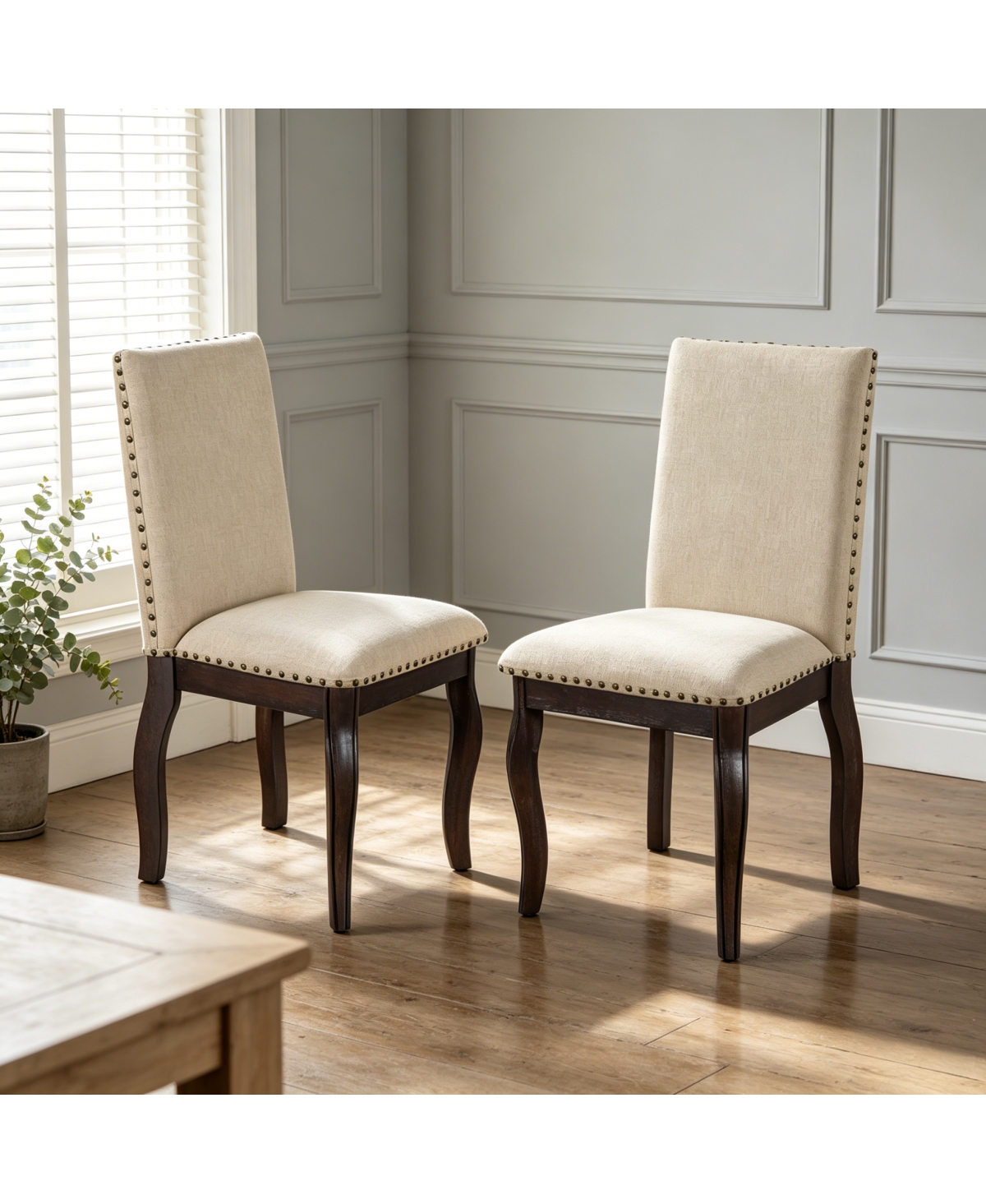 Click here for Streamdale Furniture Set of 2 Upholstered Wood Din... prices