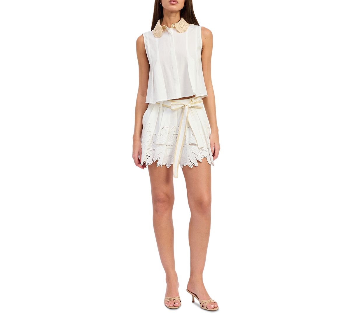 Click here for En Saison Womens Anna Embroidered High-Rise Shorts... prices