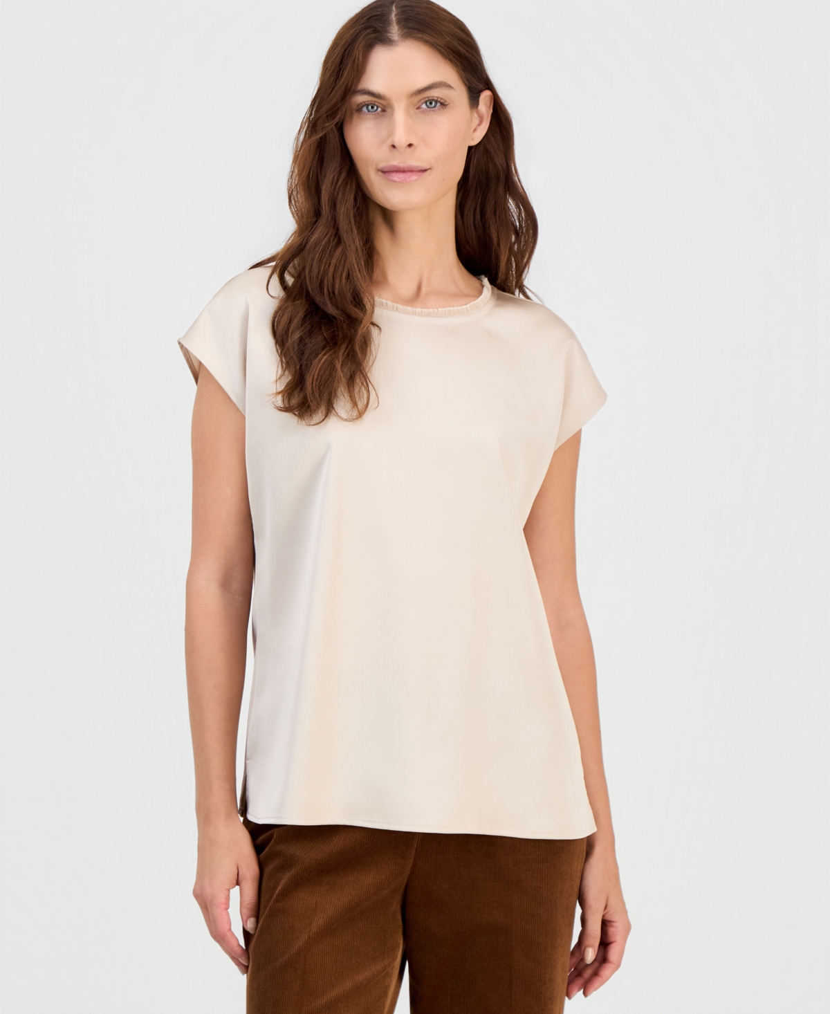 Click here for Tahari Asl Womens Sleeveless Fringe Boat Neck Sati... prices