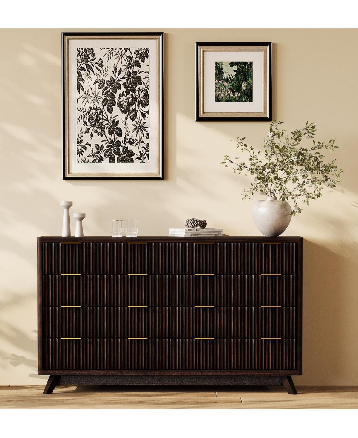 Click here for homfan Fluted 8 Drawer Dresser with Curved Profile... prices