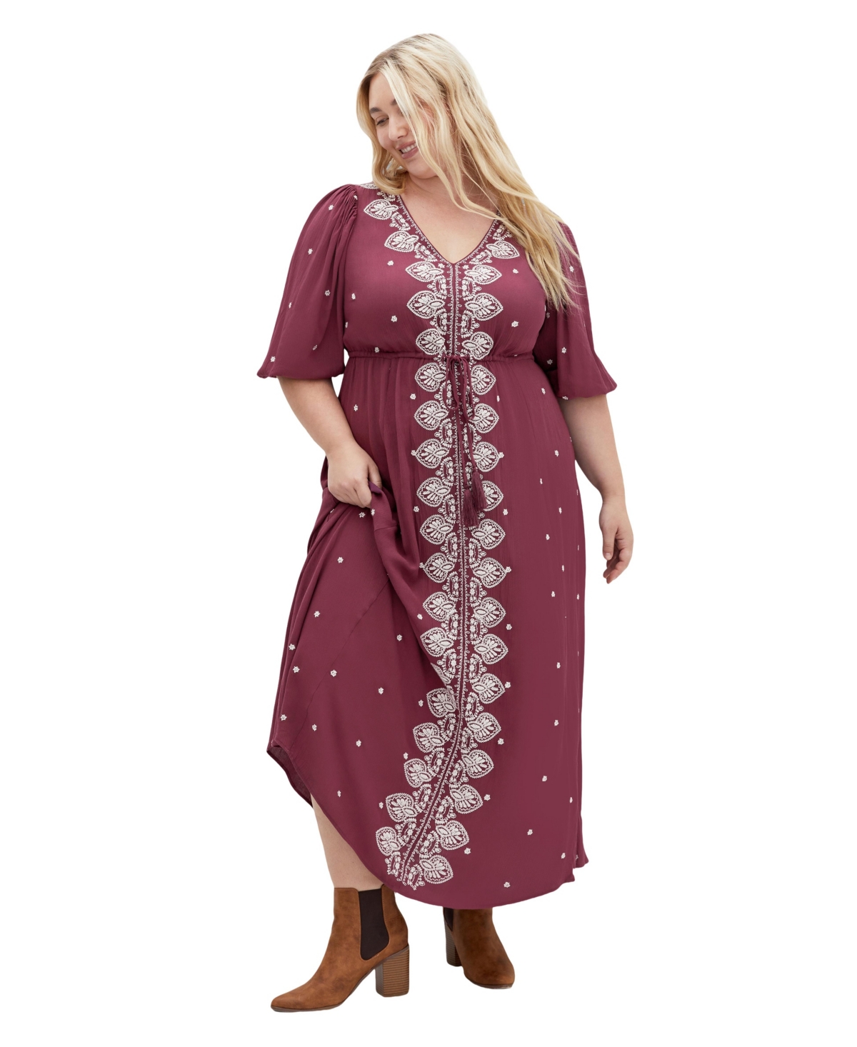 Click here for City Chic Womens Plus Size Ulla Embroidered Dress... prices