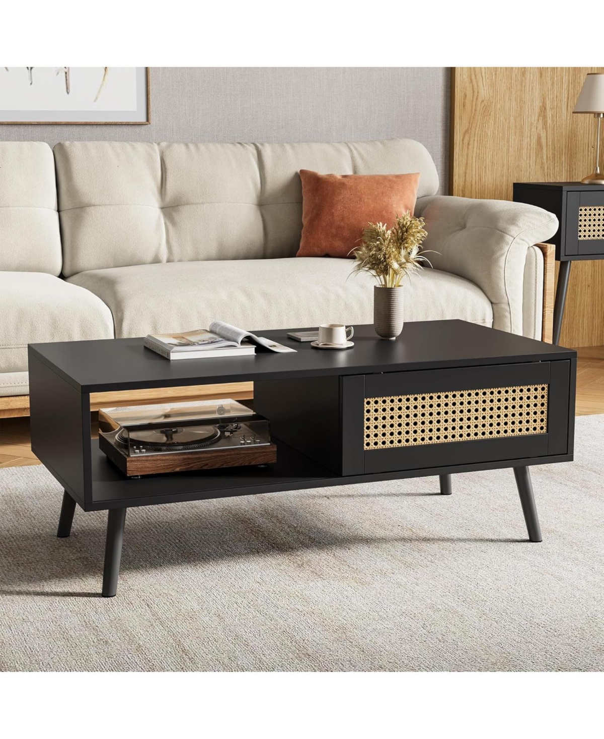 Click here for gaomon Wood Coffee Table with Storage  Boho Center... prices