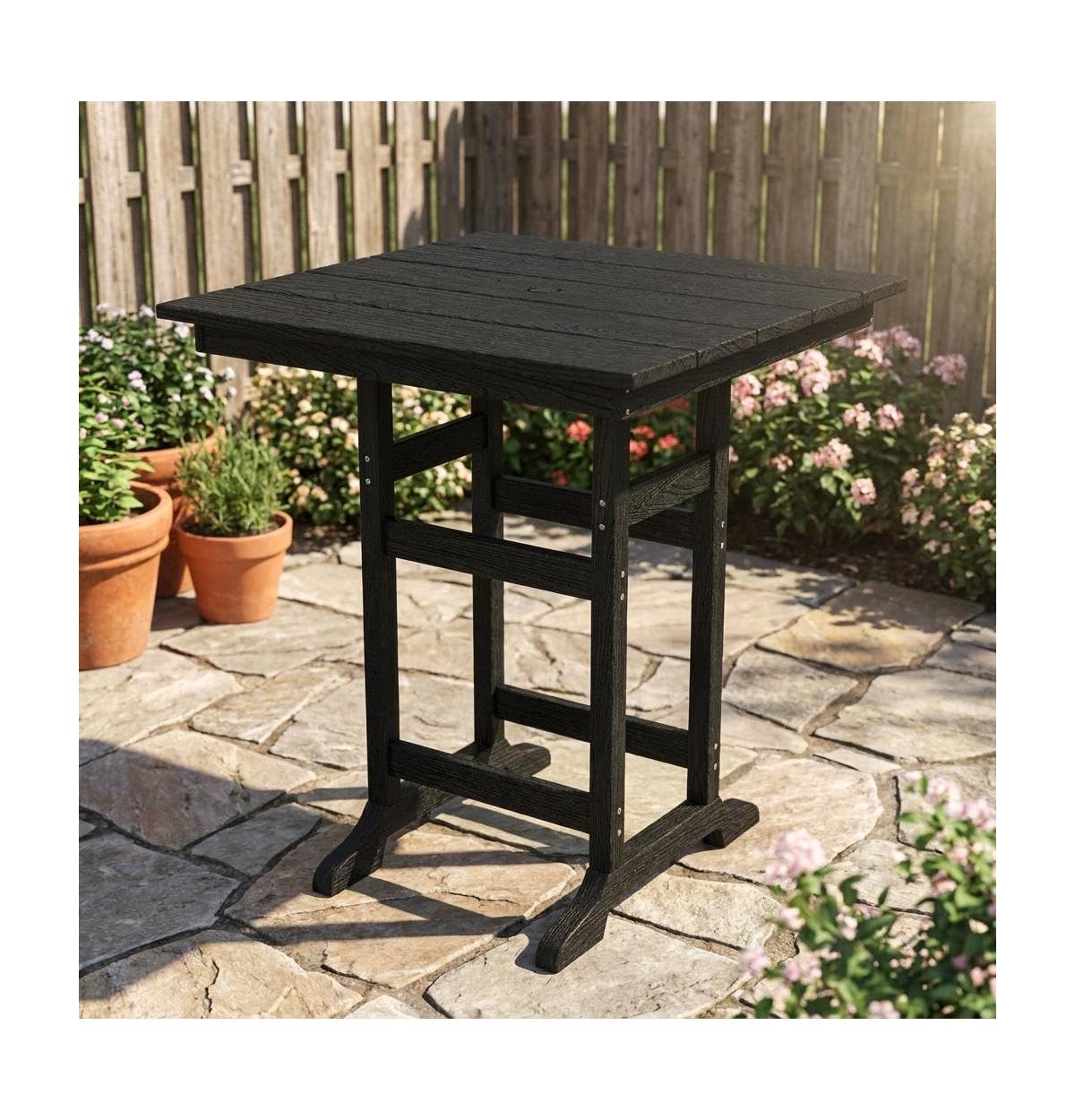 Click here for homfan 31.5 Square Hdpe Wood Grain Outdoor Bar Tab... prices