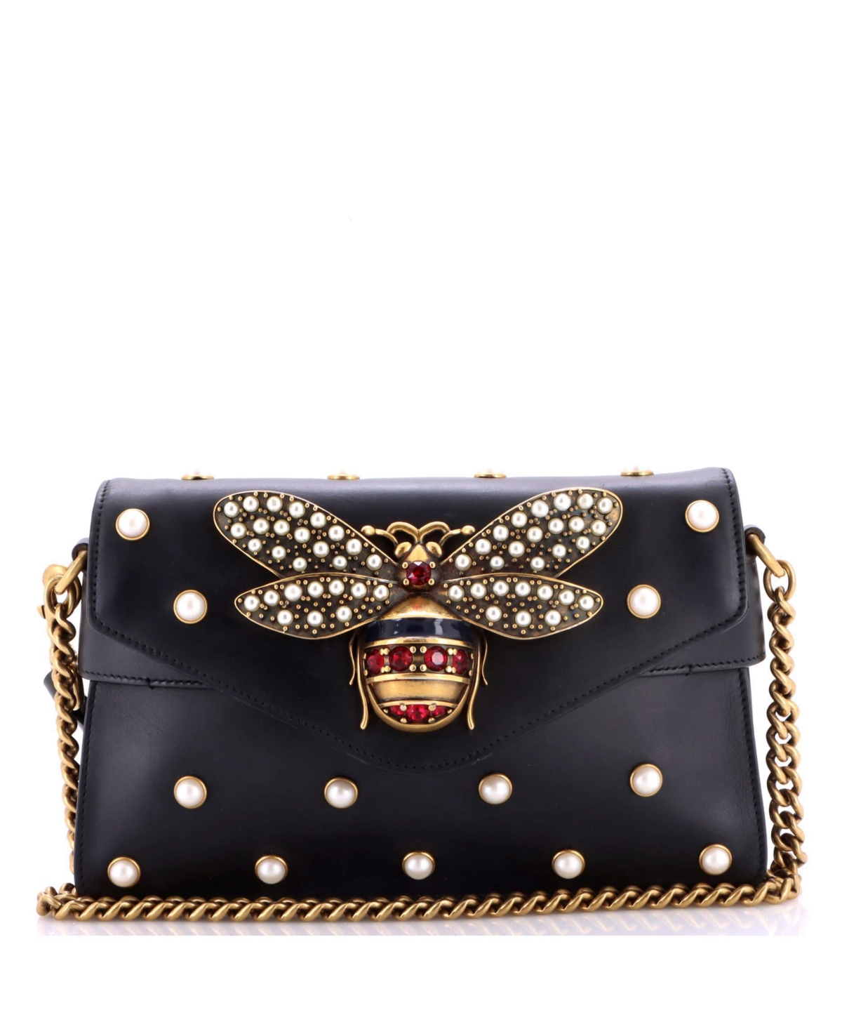 Click here for Pre-Owned Gucci Mini Broadway Pearly Bee Shoulder... prices