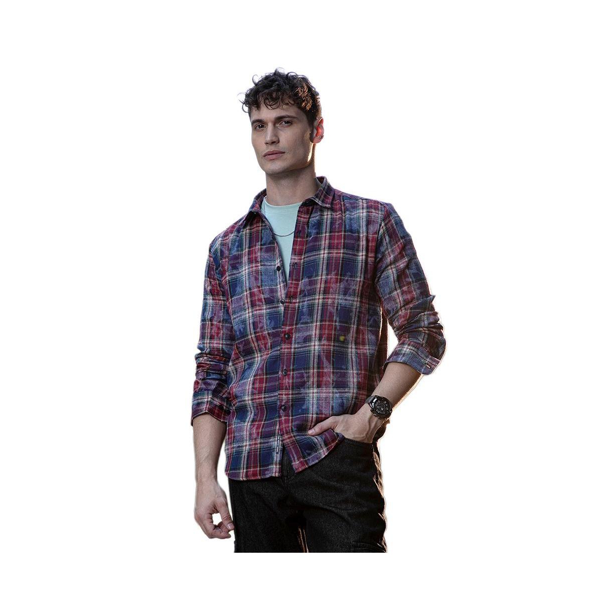 Click here for Campus Sutra Mens Plaid Relaxed Shirt - Indigo blu... prices