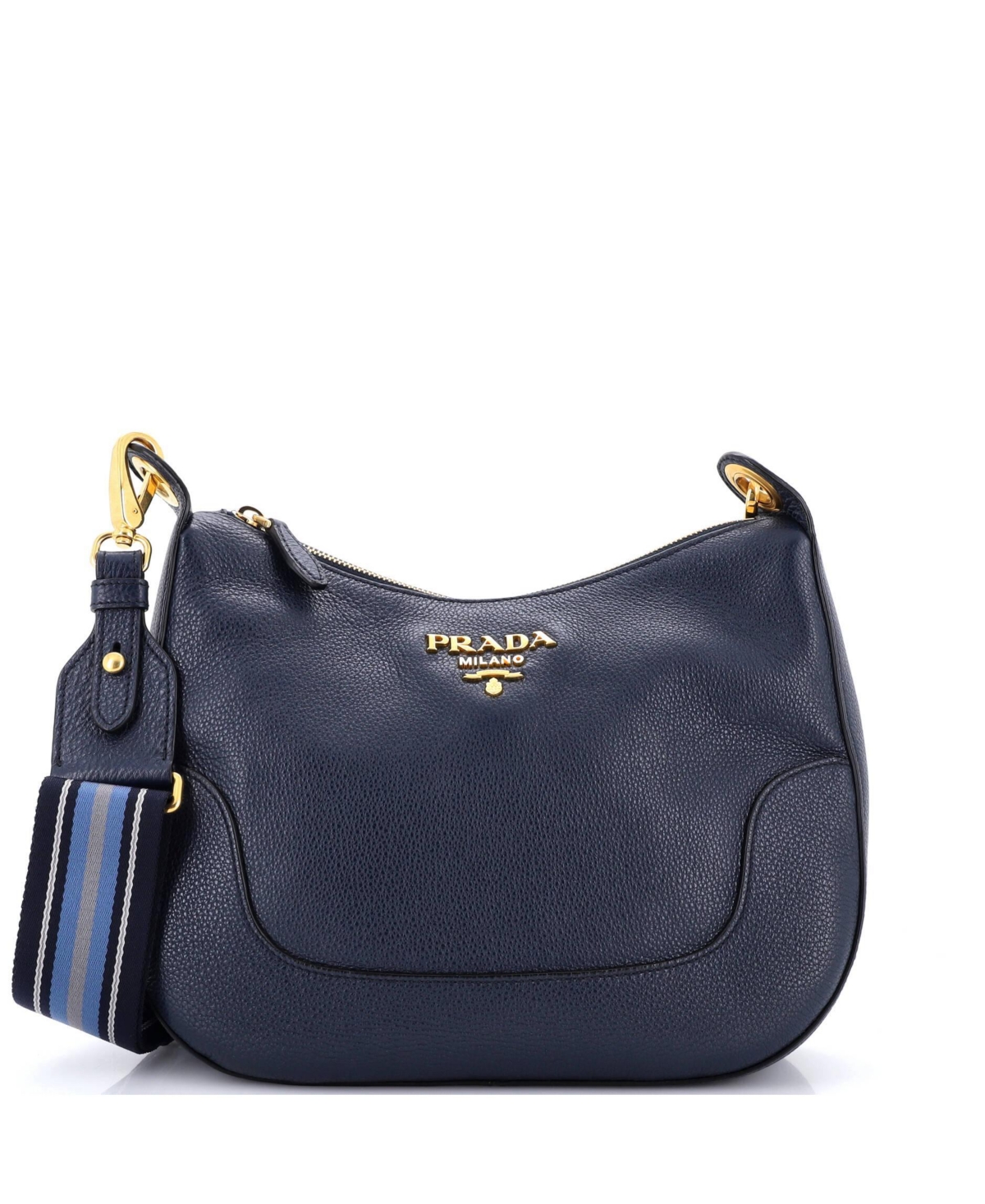 Click here for Pre-Owned Prada Medium Striped Strap Zip Hobo Vite... prices