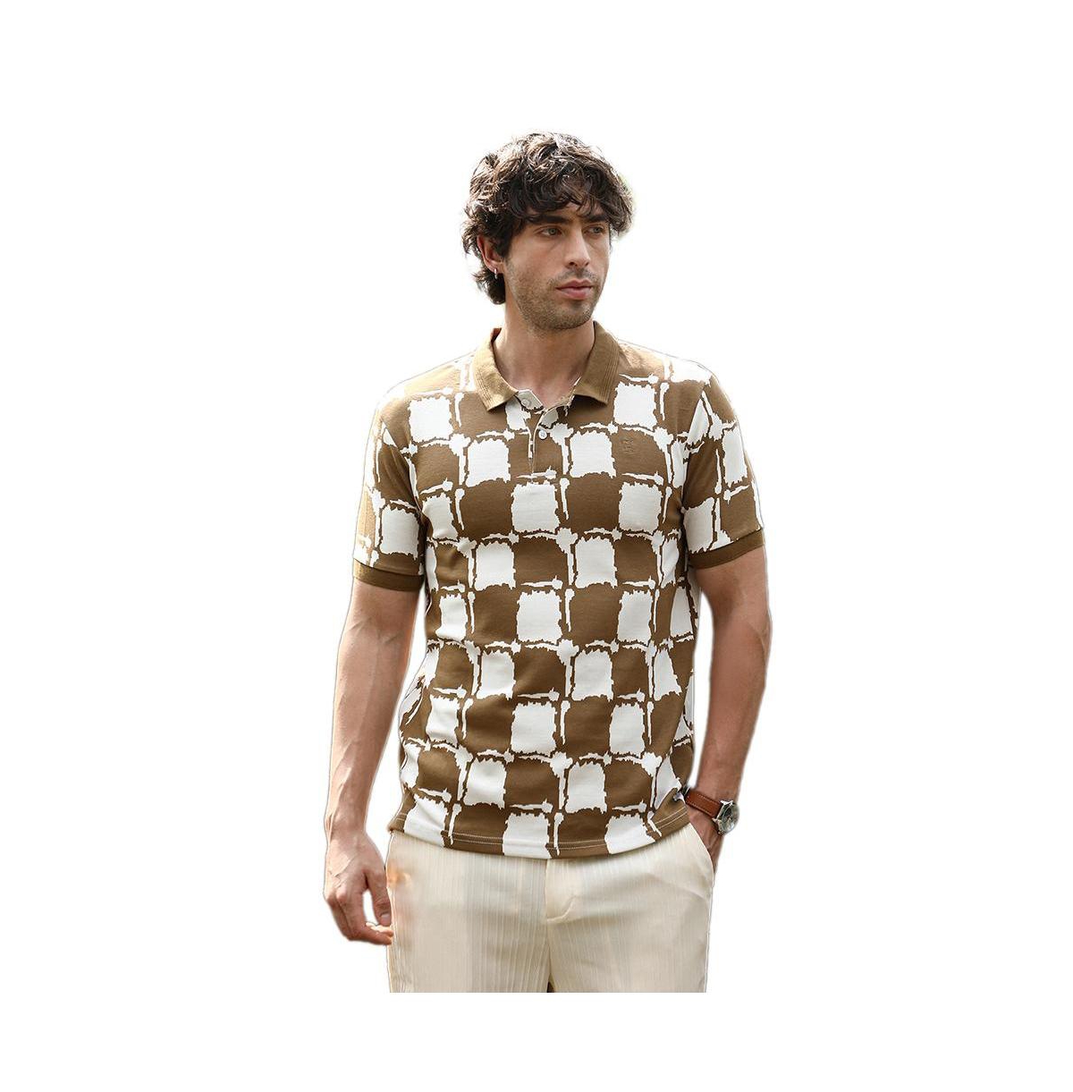 Click here for Campus Sutra Mens Blob-Geometric Jacquard Polo T-S... prices
