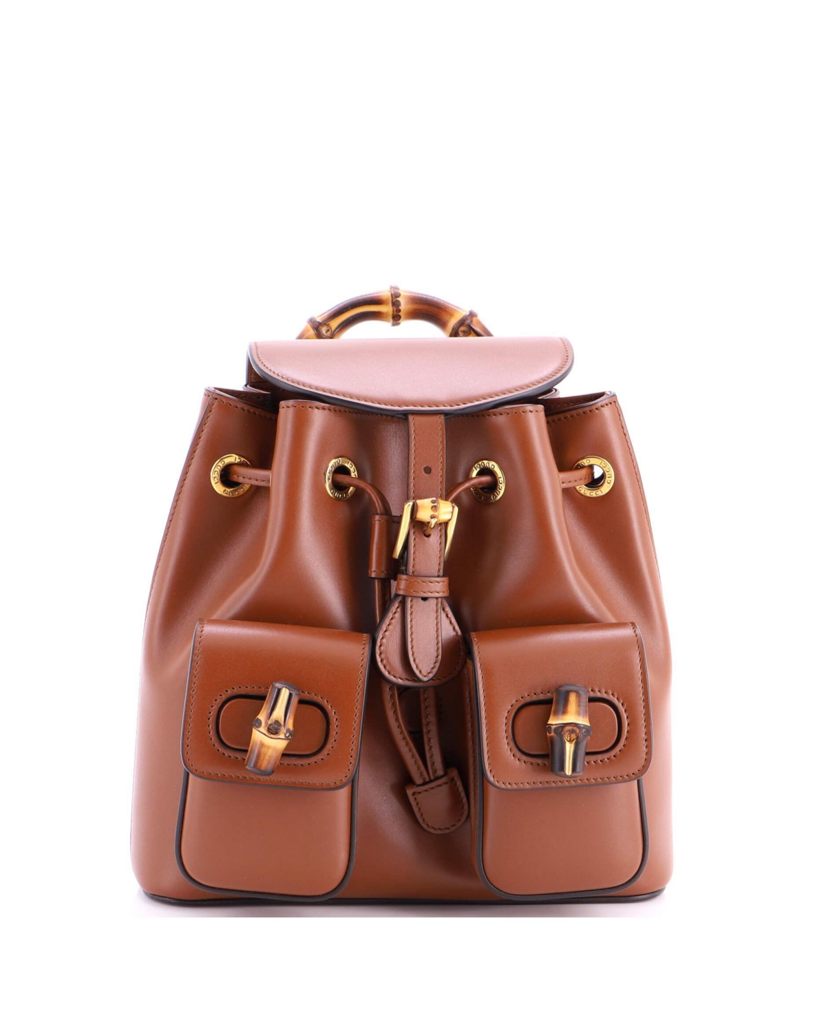 Click here for Pre-Owned Gucci Small Bamboo Backpack Leather - Br... prices