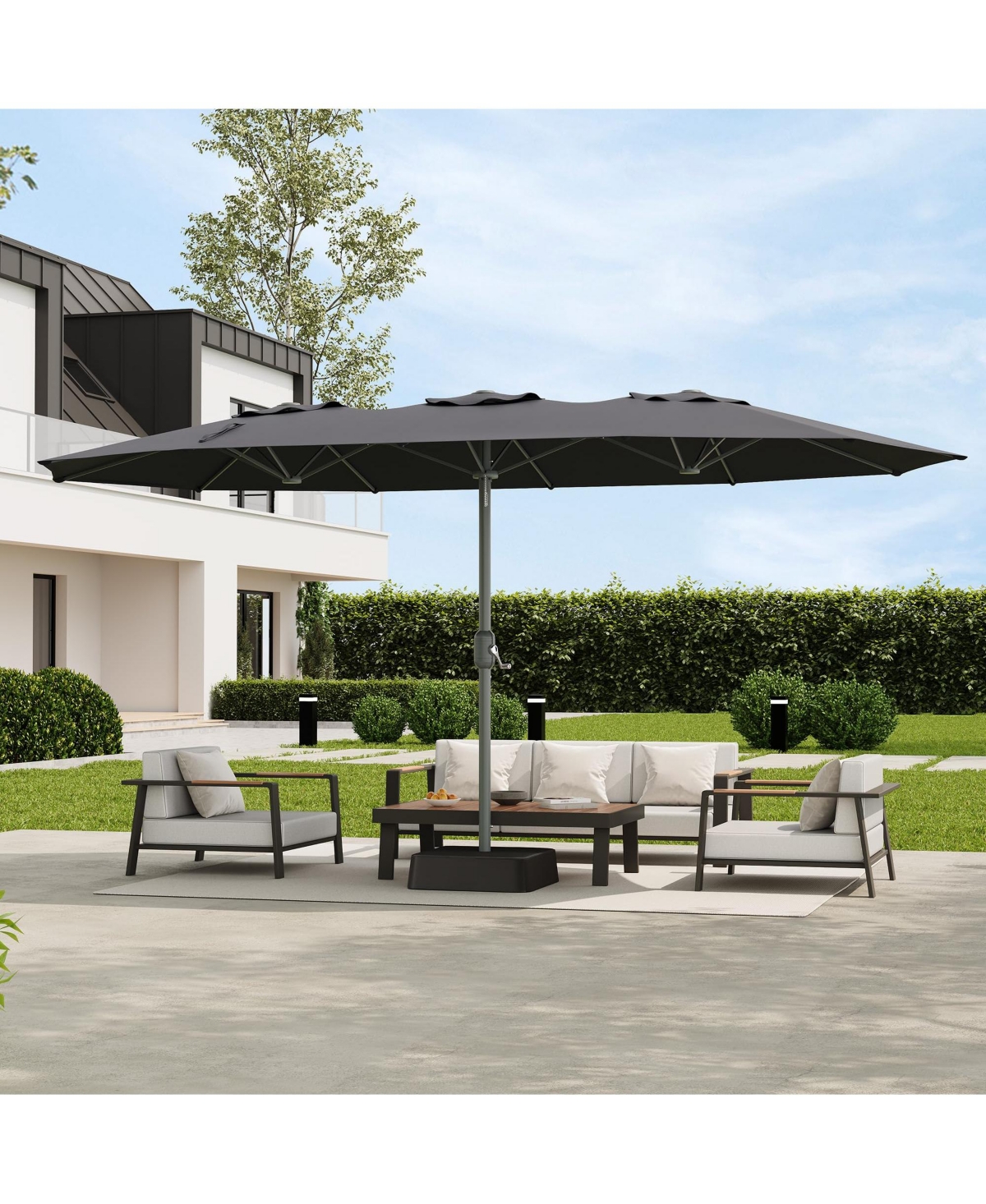 Click here for homfan 9 x 15 Extra-Wide Outdoor Umbrella with Bas... prices