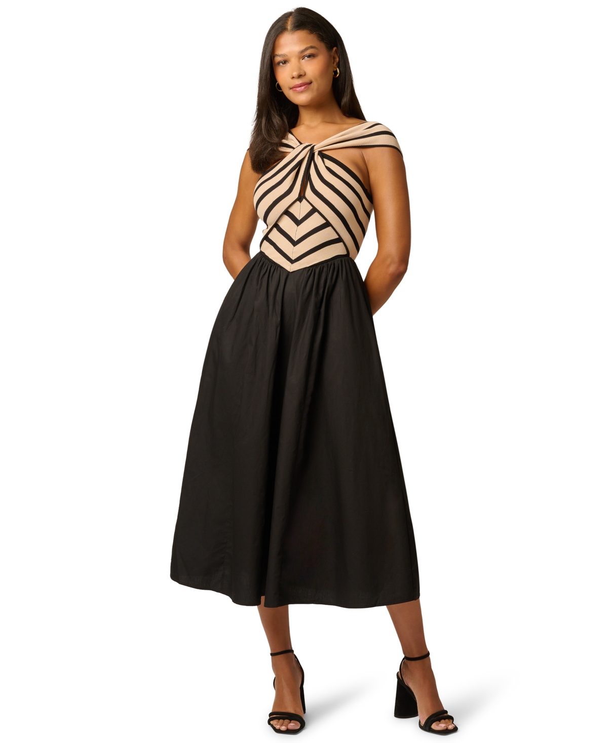 Click here for Adrianna Womens Halter-Neck Stretch Midi Dress - B... prices