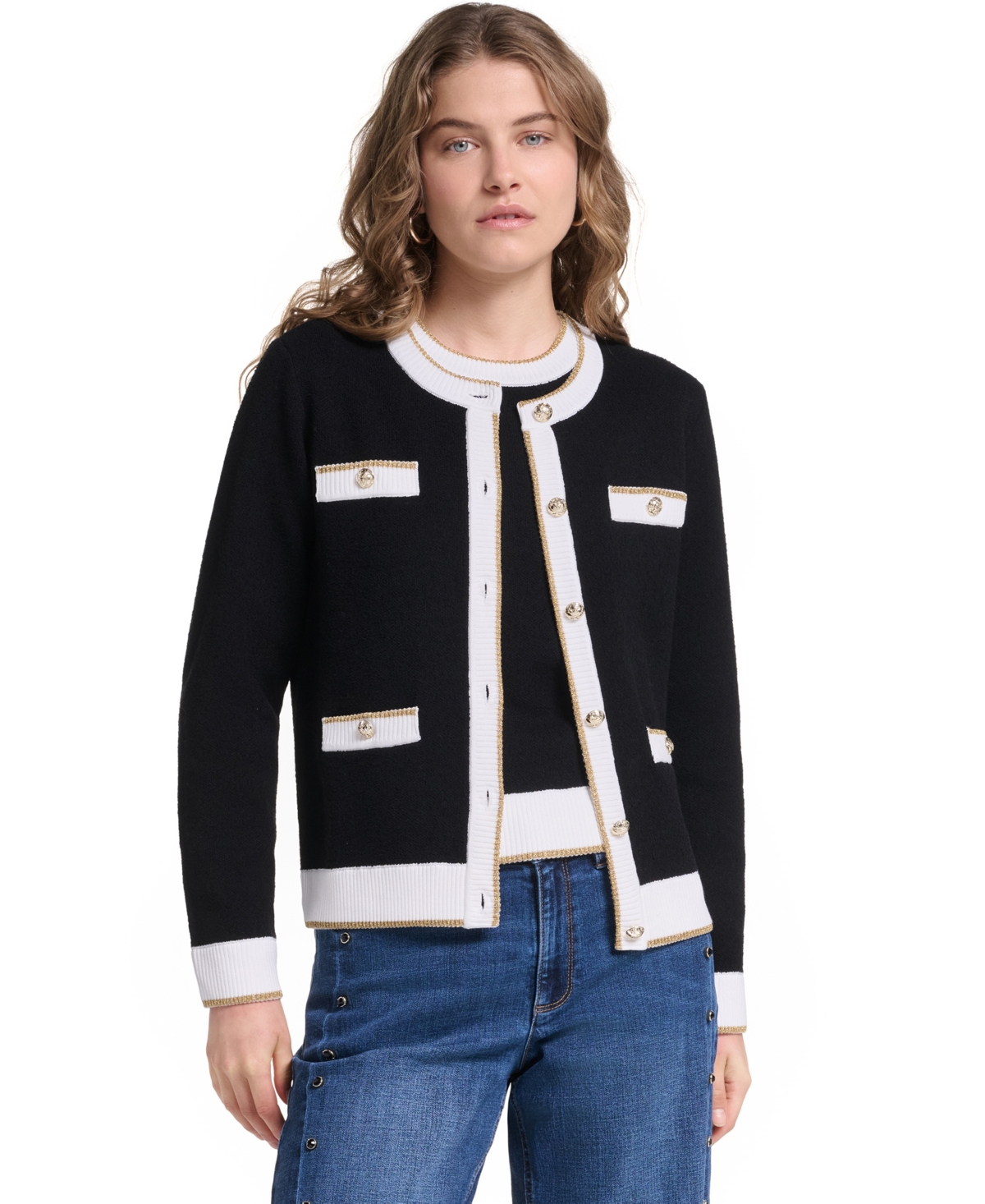 Click here for Karl Lagerfeld Paris Womens Four-Pocket Cardigan -... prices