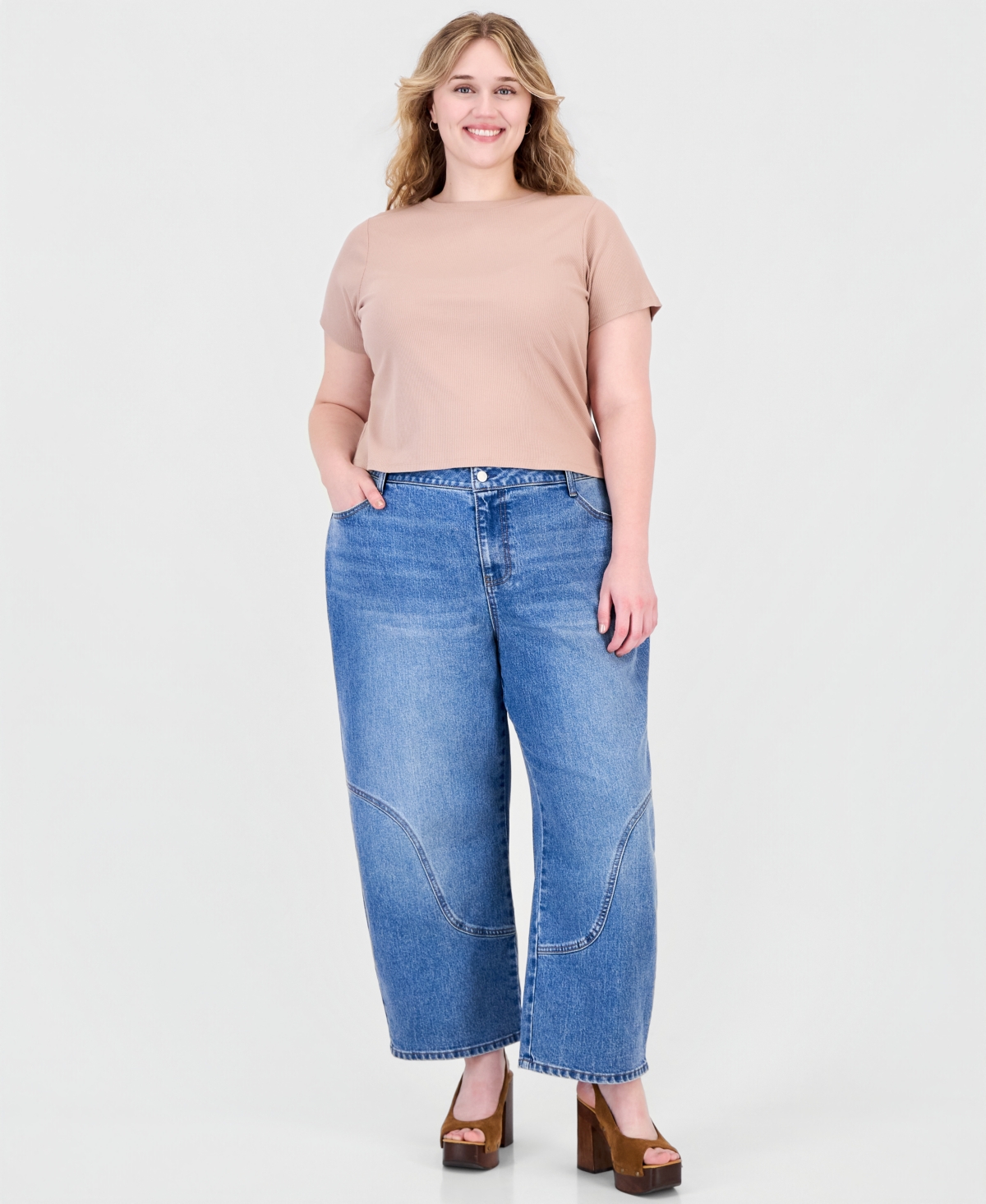 Click here for And Now This Plus Size Curved Seamed Barrel High-W... prices