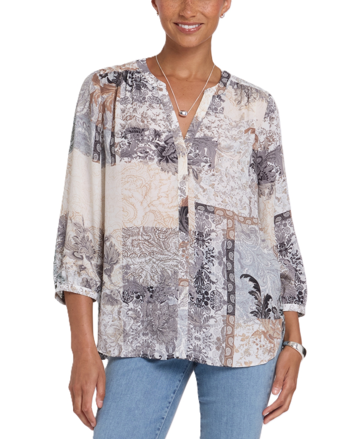 Click here for Nydj Womens Pintuck Split Neck Top - Saint-Yon prices