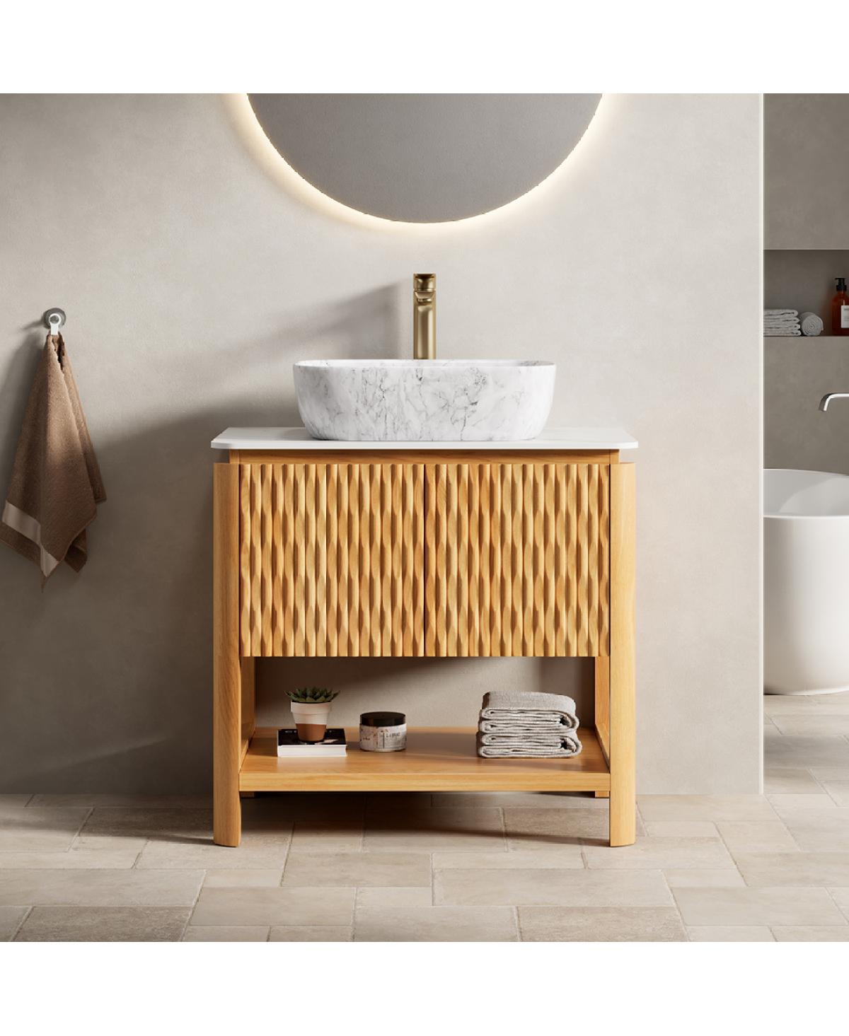 Click here for Sillysis Modern Bathroom Vanity with Fluted Solid... prices