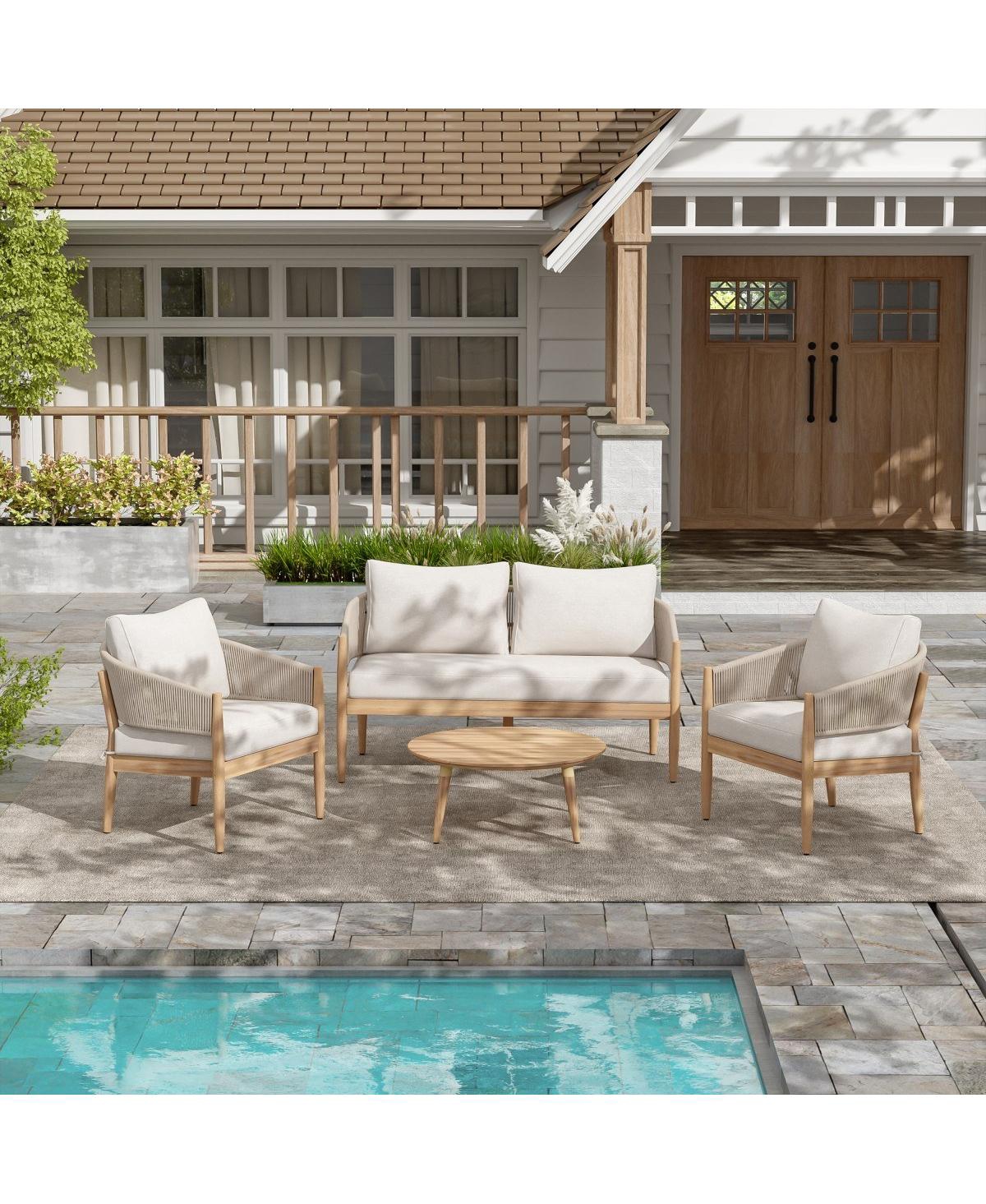 Click here for Asagikoiai 4-Piece Boho Acacia Wood Outdoor Patio... prices