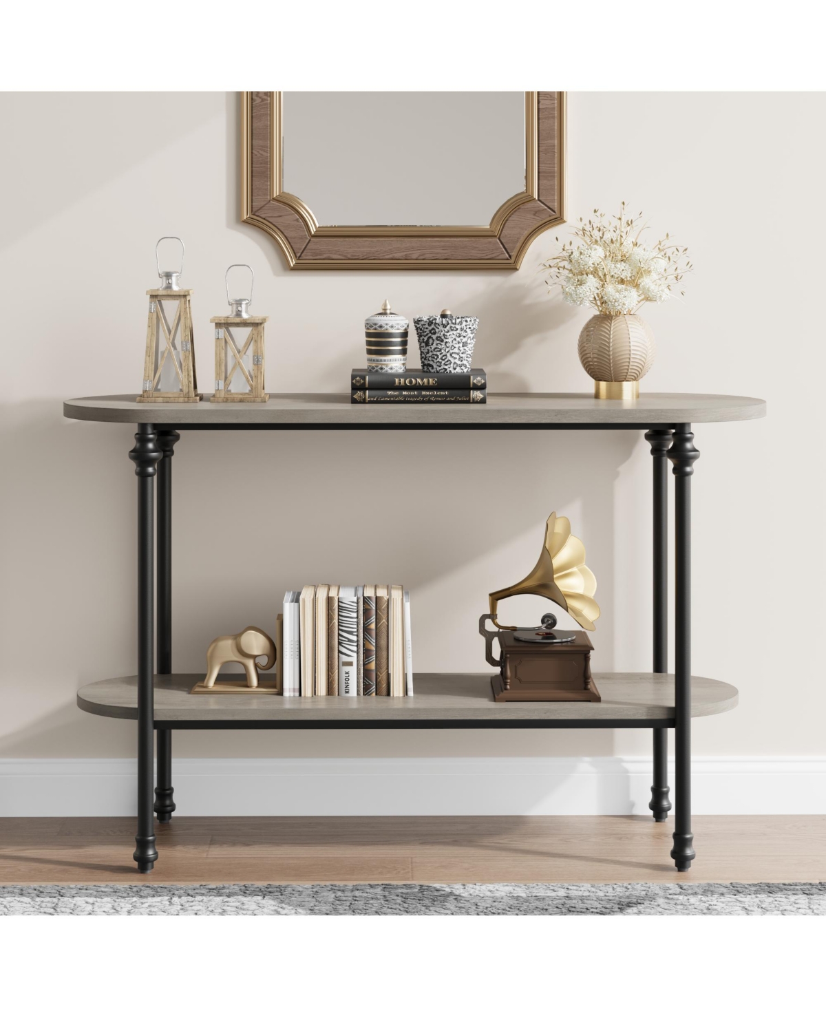 Click here for homfan 43.3 Console Table with 2-Tier Storage  Met... prices