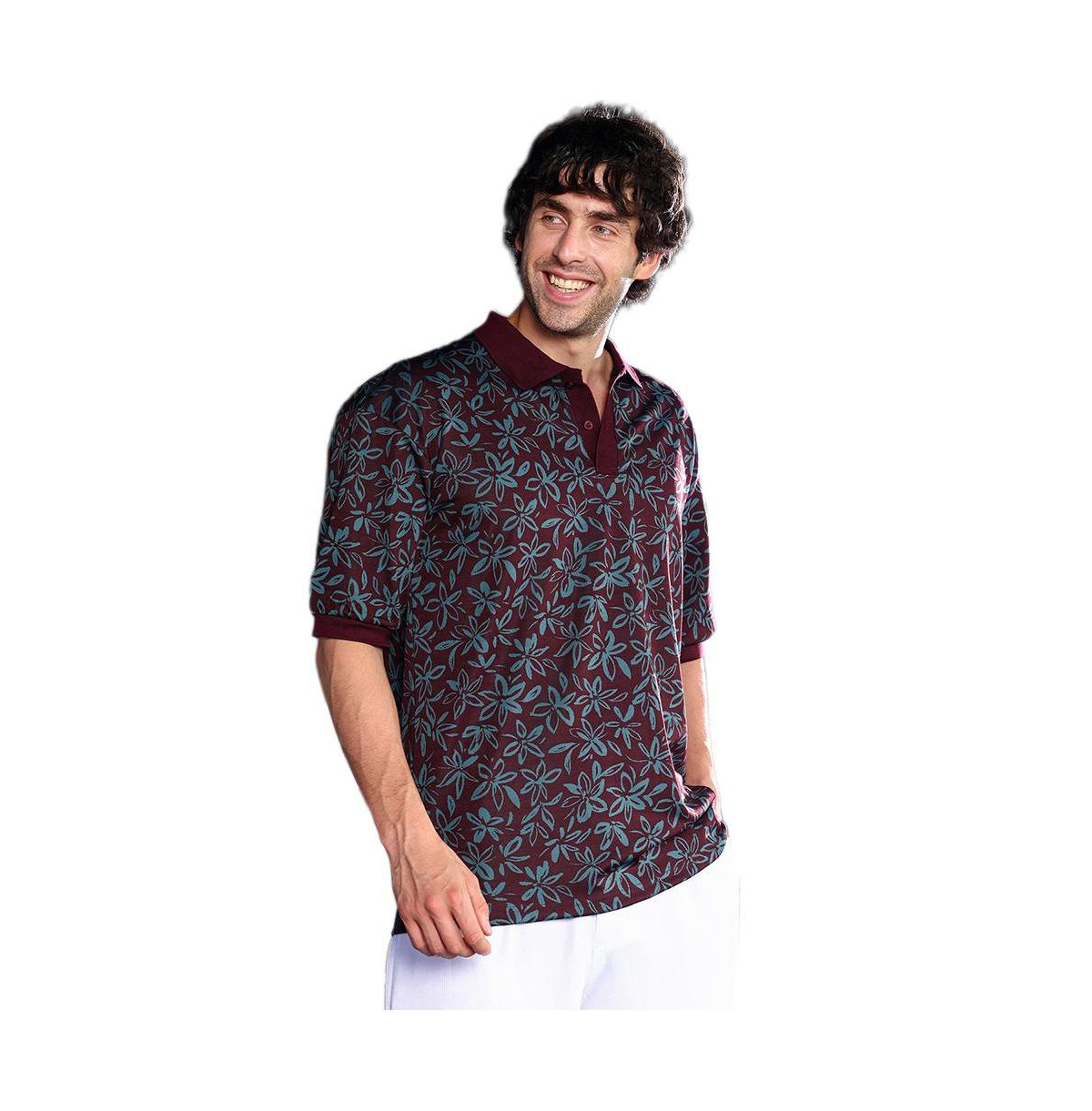 Click here for Campus Sutra Mens Maroon Floral-Jacquard Polo T-Sh... prices