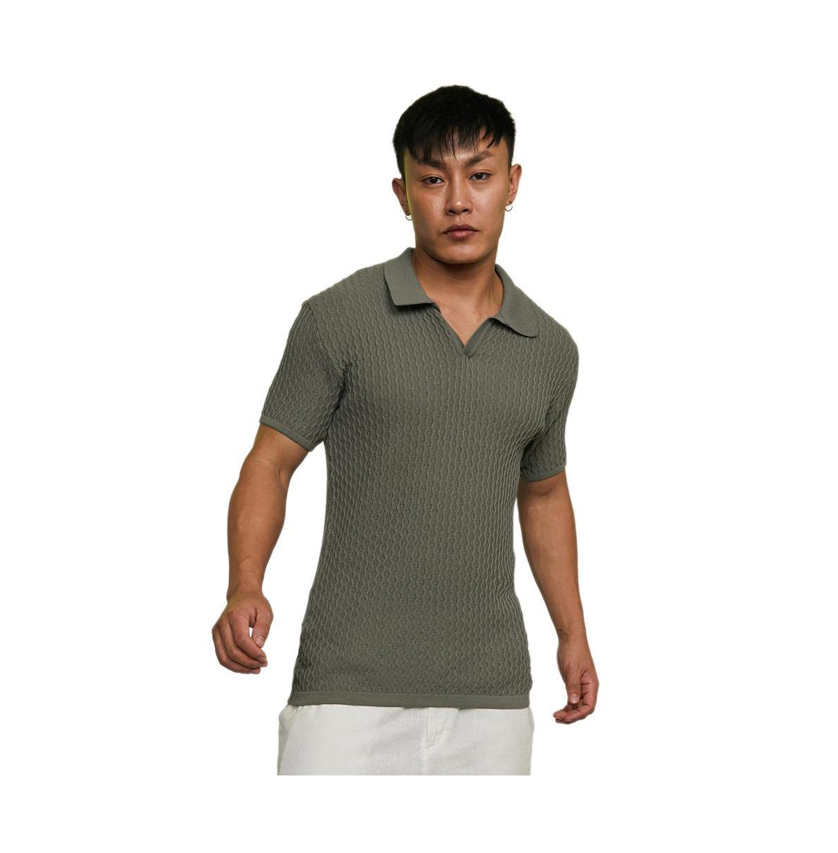 Click here for Campus Sutra Mens Moss Swirl-Textured Polo T-Shirt... prices