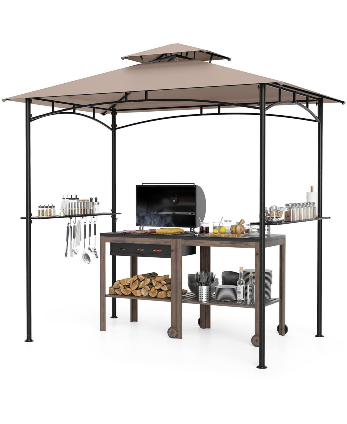 Click here for Sugift 8 x 5 Outdoor Grill Gazebo with 2 Shelves 6... prices