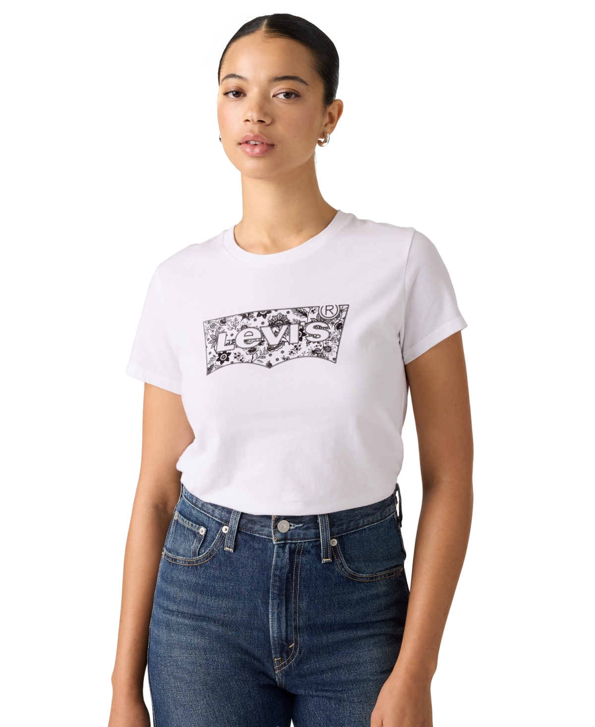 Click here for Levis Womens Perfect Graphic Logo Cotton T-shirt -... prices